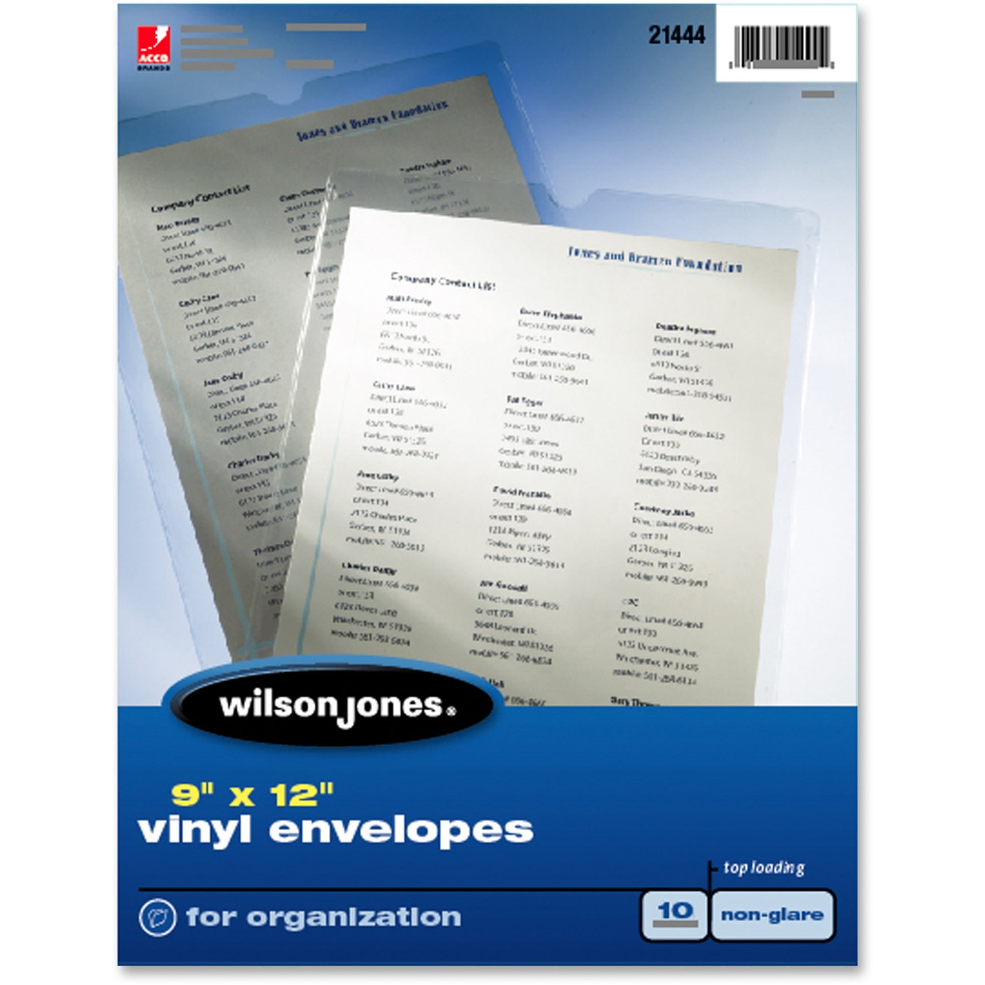 Wilson Jones, WLJ21444, Top-Loading Envelope Pouches, 10 / Pack, Clear ...