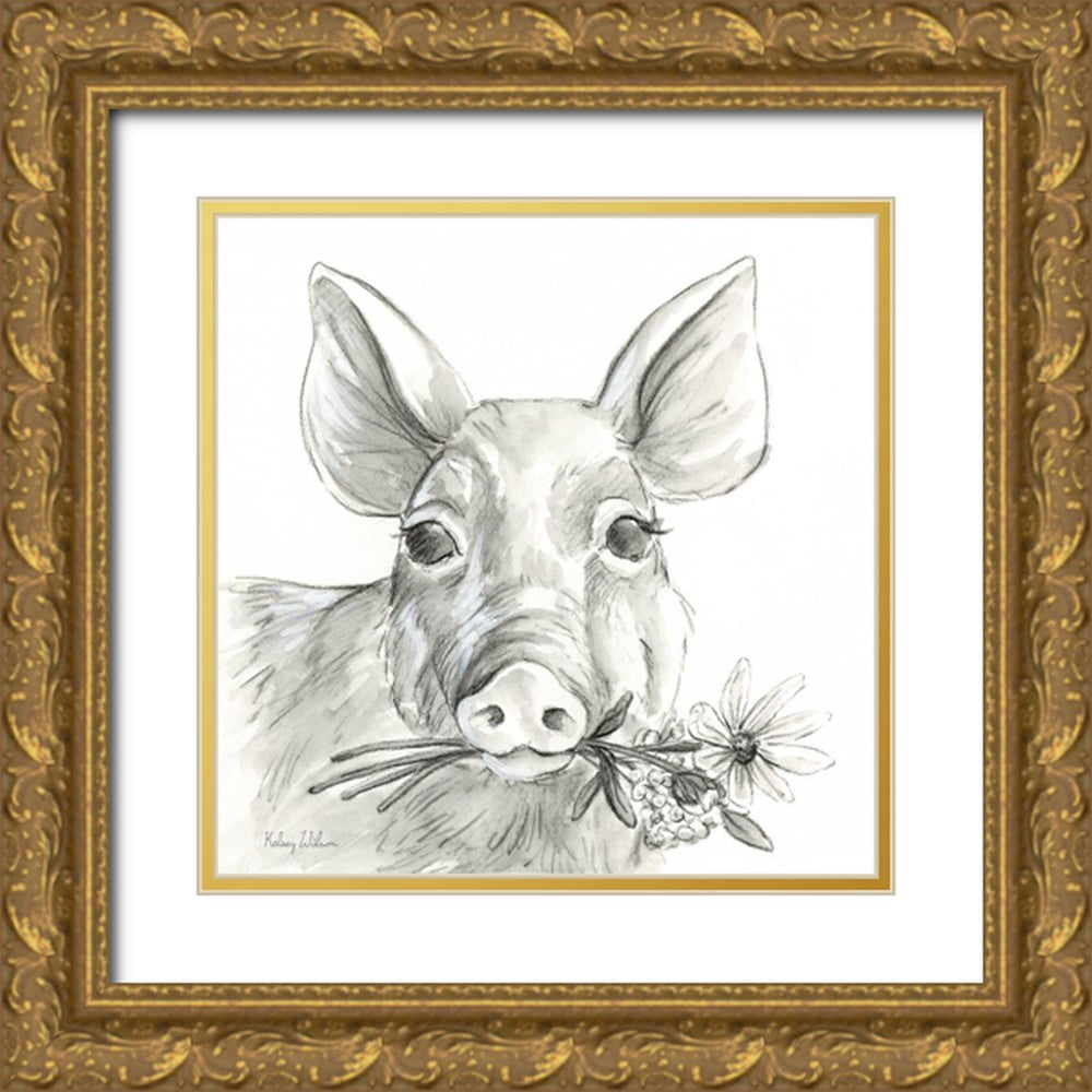 Wilson, Kelsey 26x26 Gold Ornate Wood Framed with Double Matting Museum ...