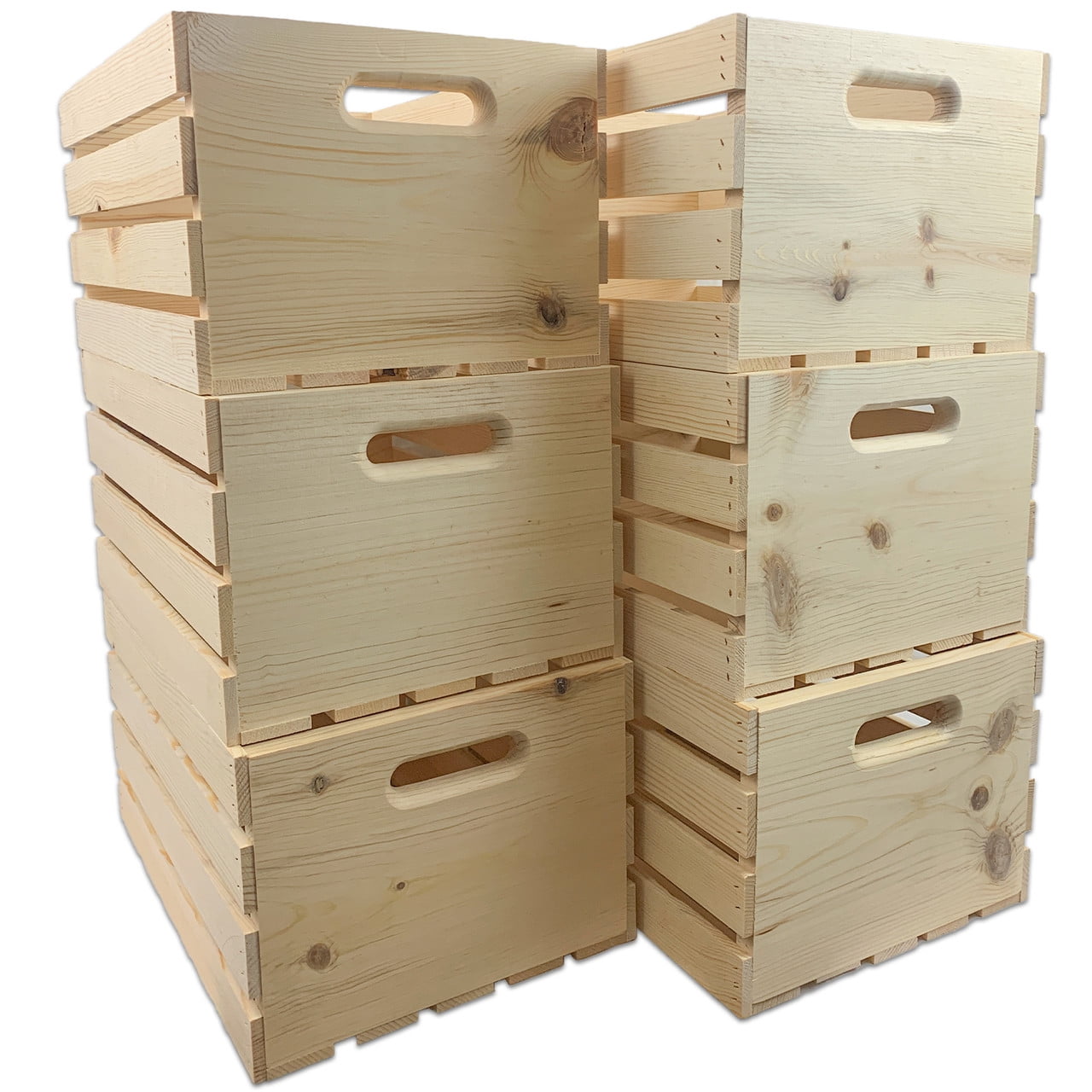 Wilson Decorative Wooden Storage Large Pine Wood Crate (6 Pack ...