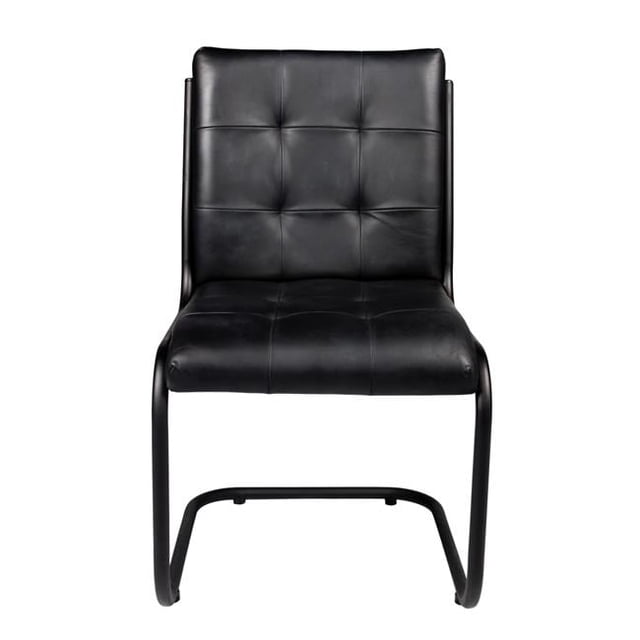 Wilson Leather Side Chair with Cast Iron Frame in Black - Walmart ...