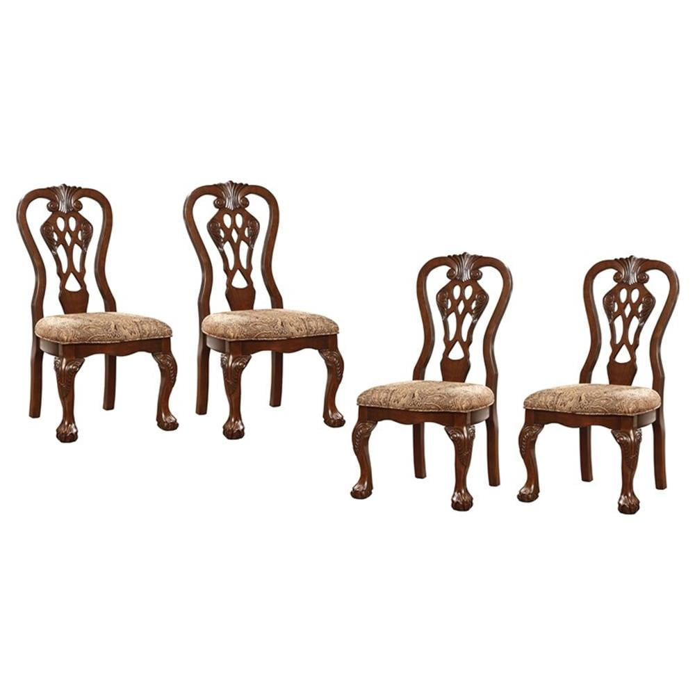 Wilson Traditional Wood Padded Dining Chair in Brown Cherry Set of 4 ...