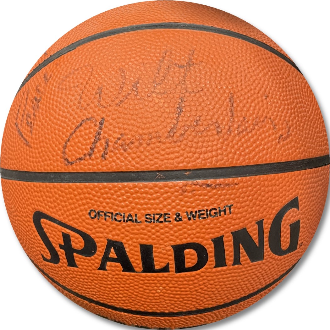 Wilt Chamberlain Signed Official Basketball Lakers Inscribed Peace! BAS ...