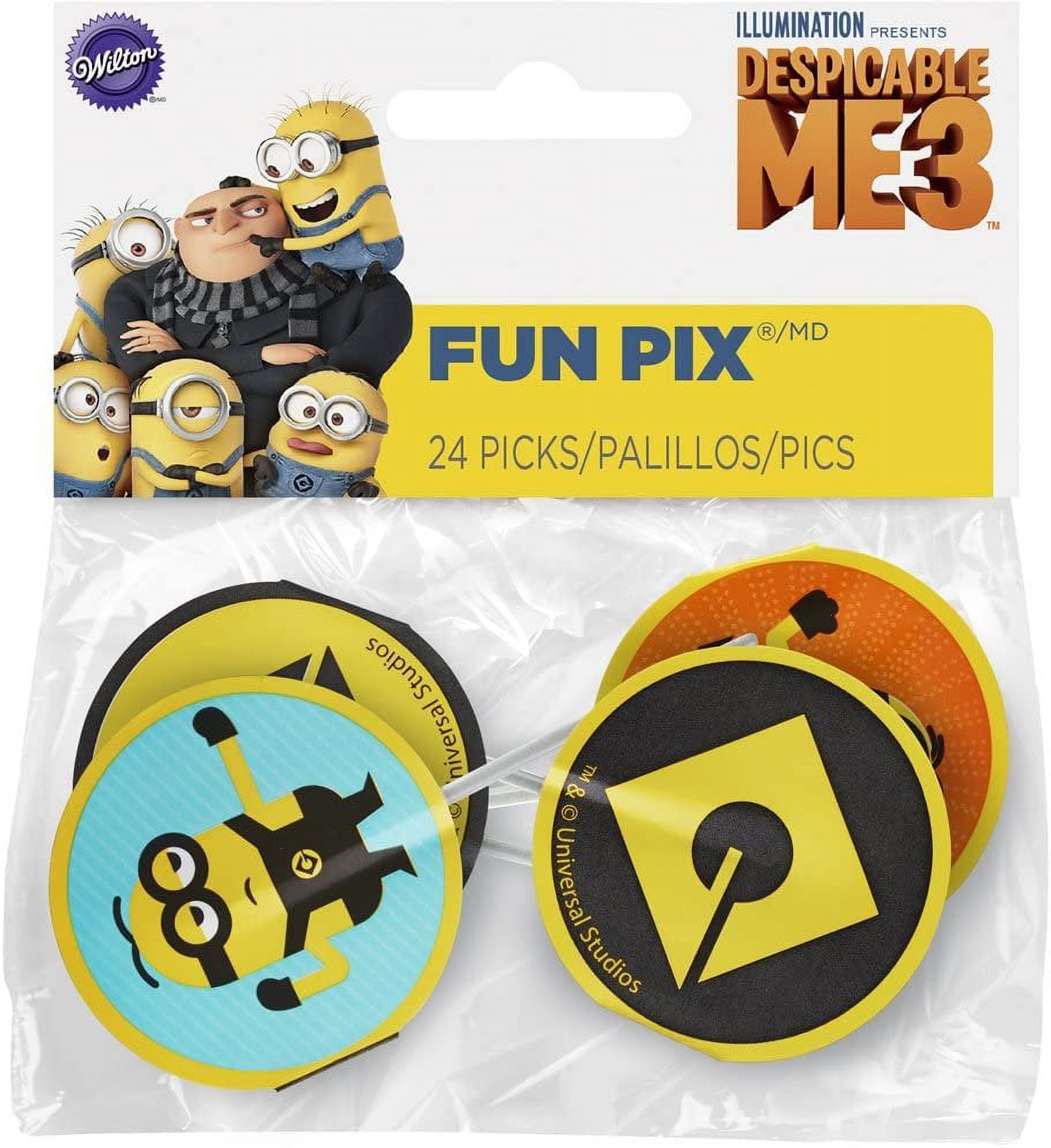 Wilton 24 Count Despicable Me 3 Minions Fun Pix, Assorted - Walmart.com