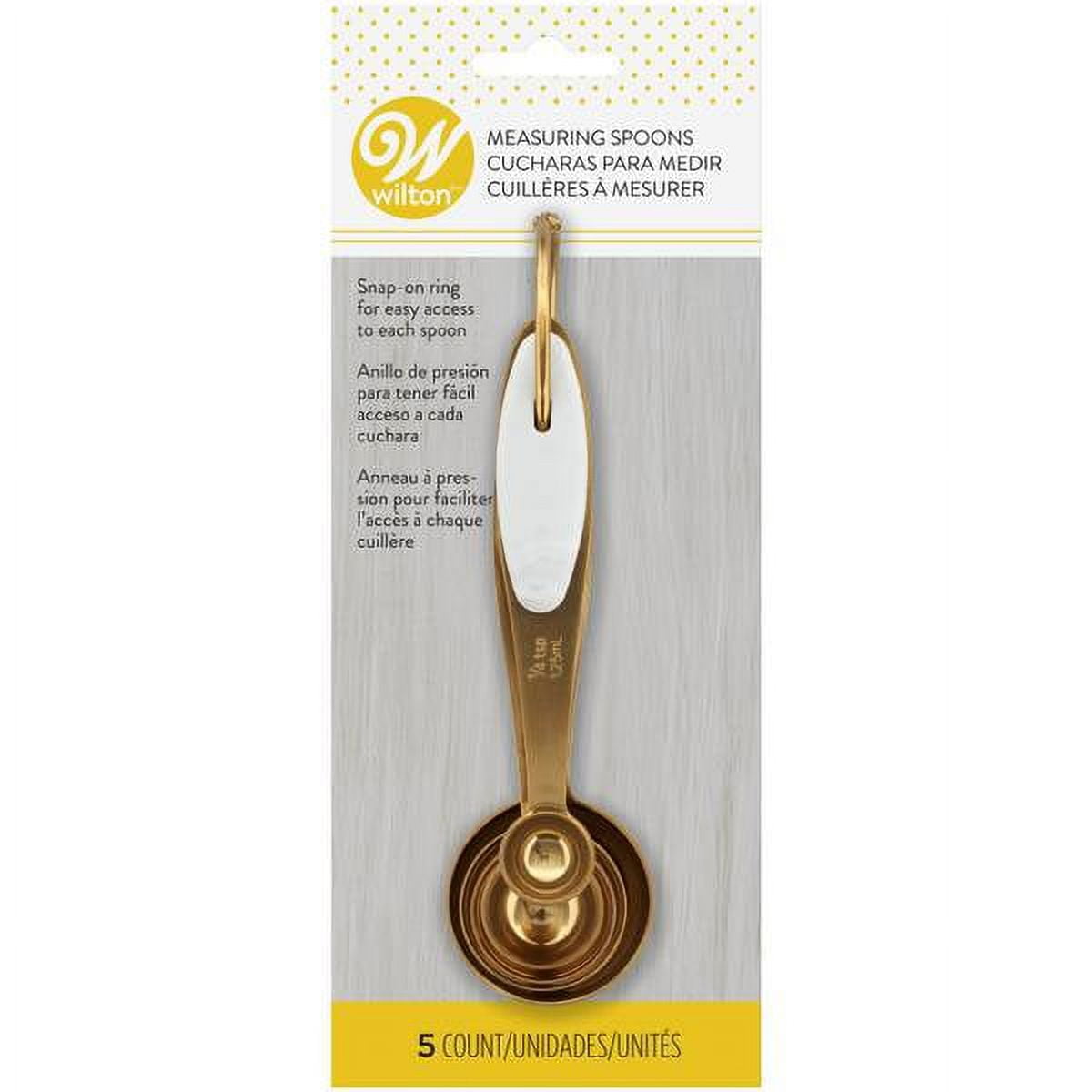 Wilton 5-Piece Gold Nesting Measuring Spoons with Snap-On Ring ...