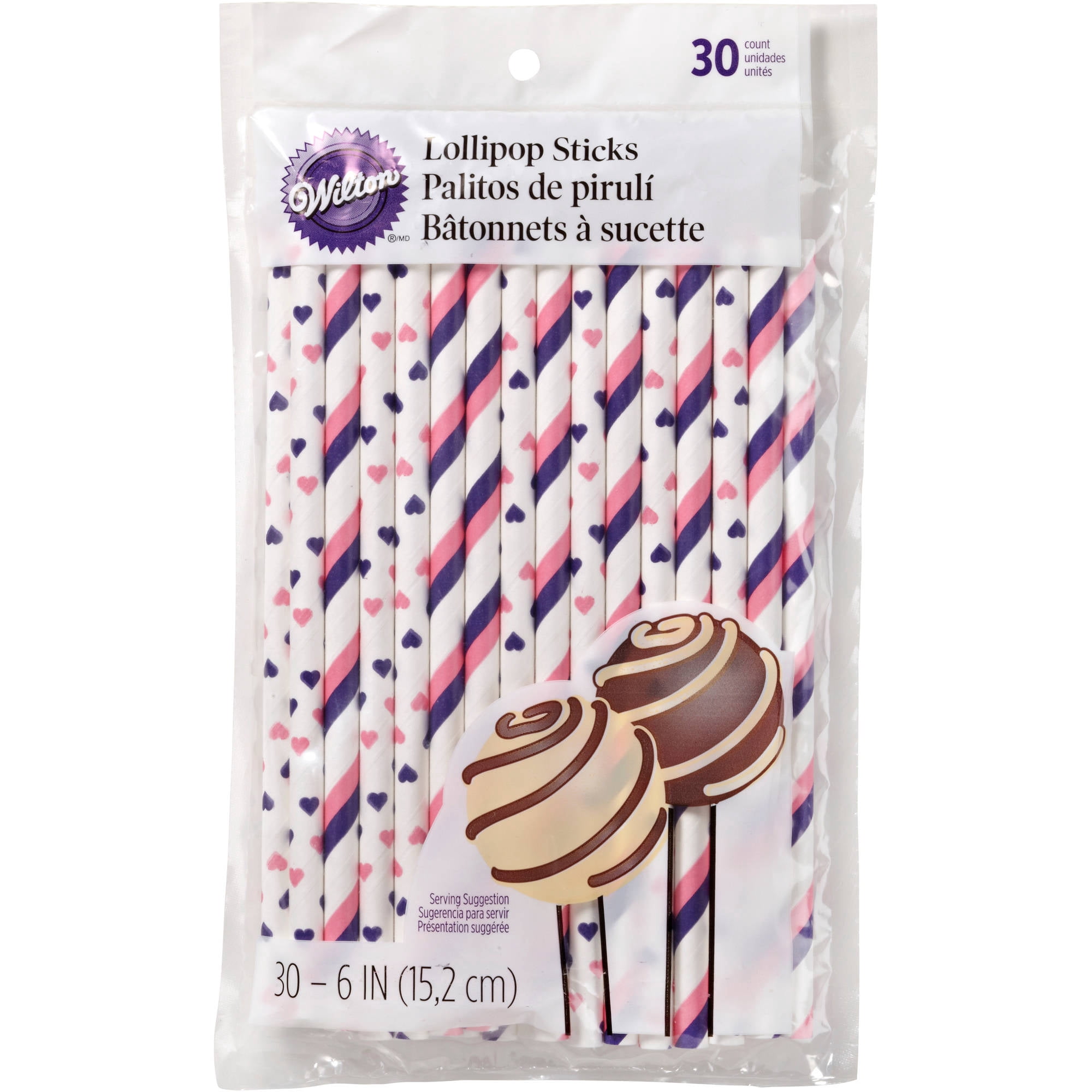 Wilton 6" Lollipop Picks, Pink & Purple 30 ct. 1912-4001 - Walmart.com