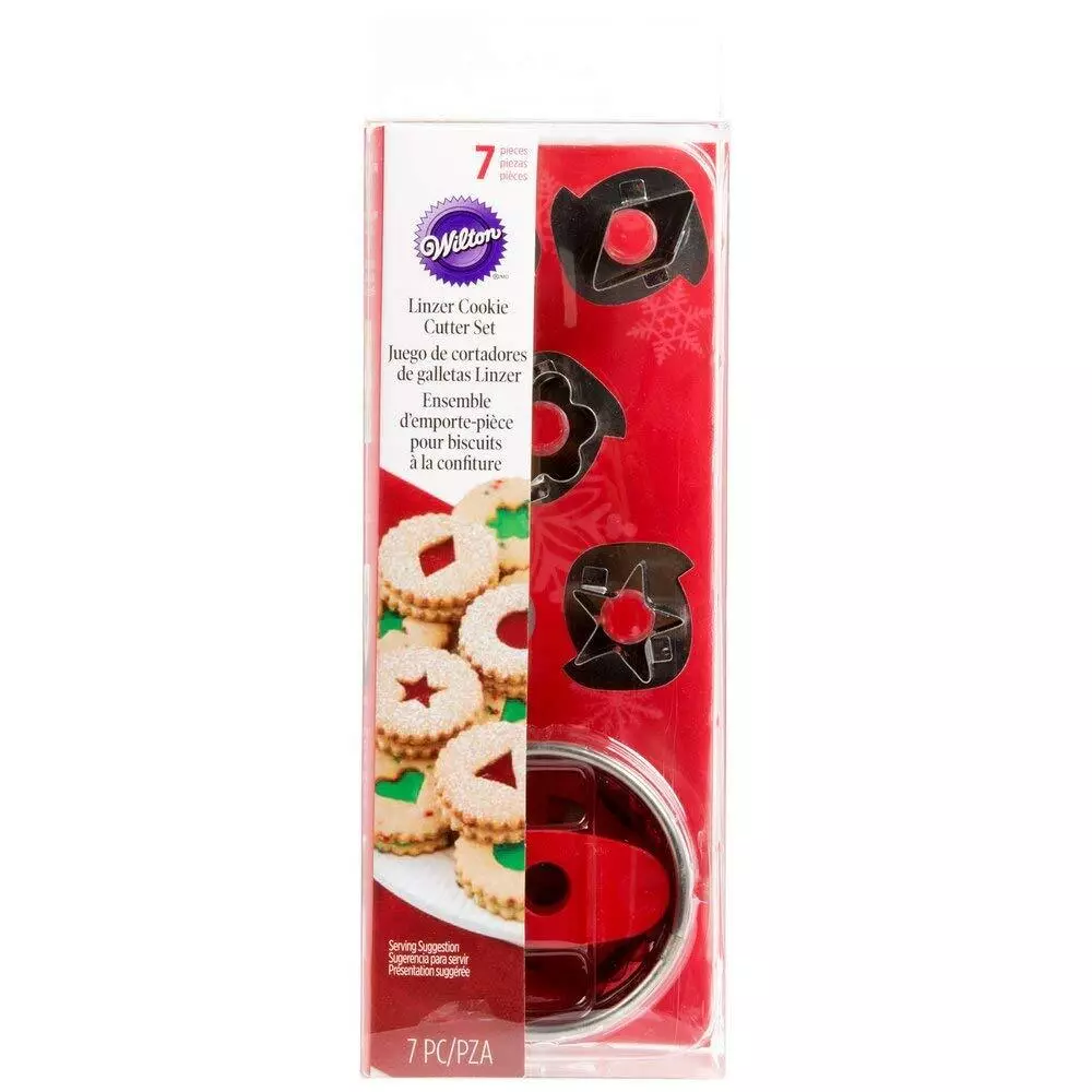 Wilton 7 Piece Linzer Cut-Out Holiday Cookie Cutter Set, 2308-3800 ...