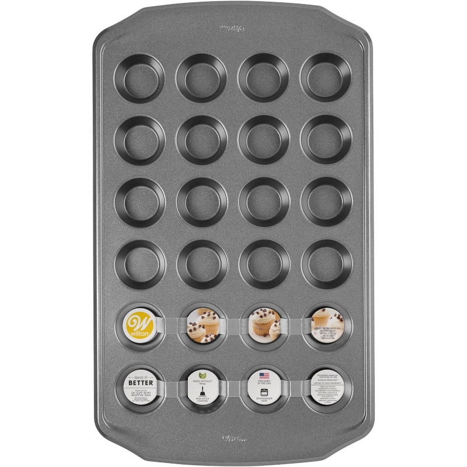 Wilton Bake It Better Non-Stick Mini Muffin Pan 24-Cup Cupcake Tin ...