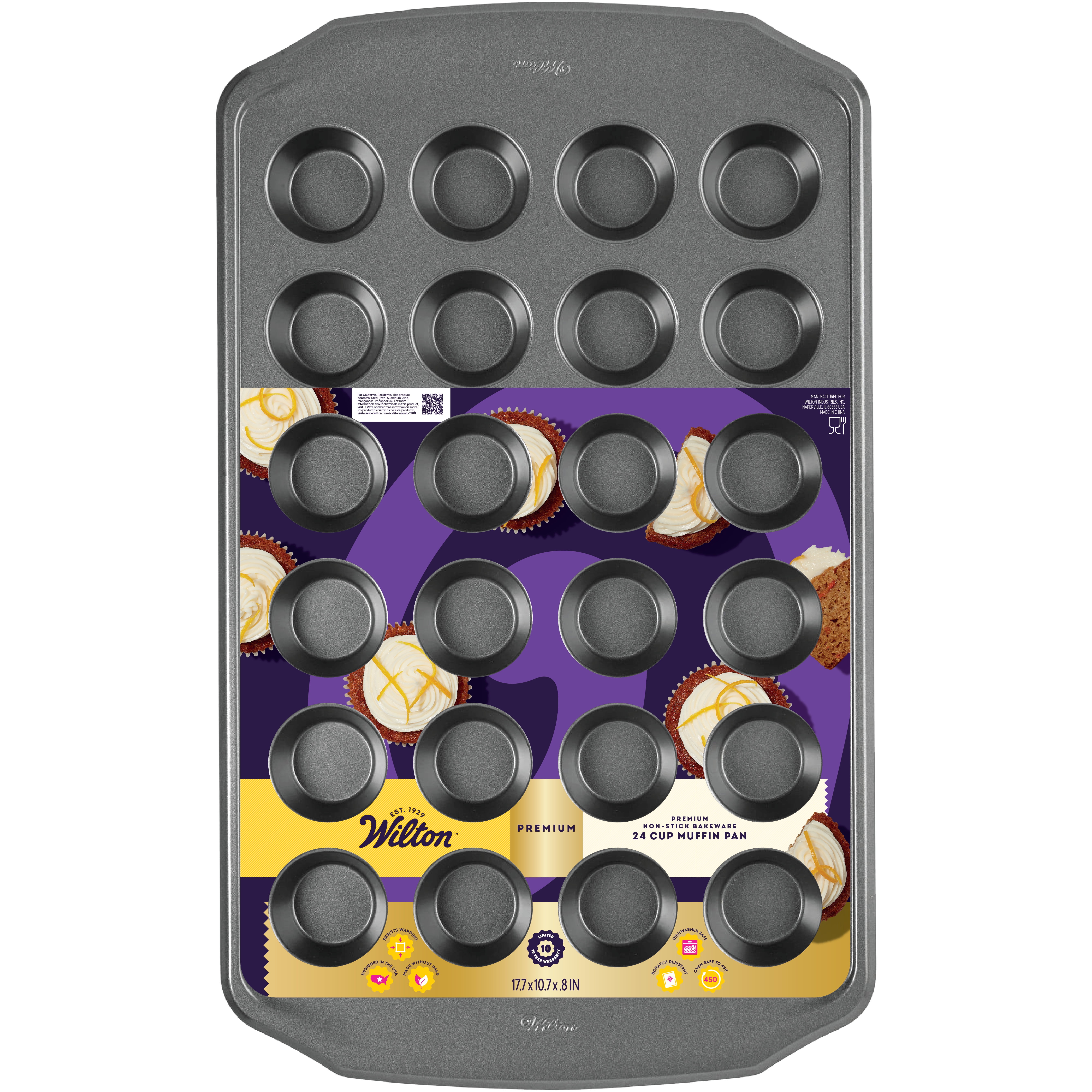 Wilton Bake It Better Non-Stick Mini Muffin Pan 24-Cup Cupcake Tin ...