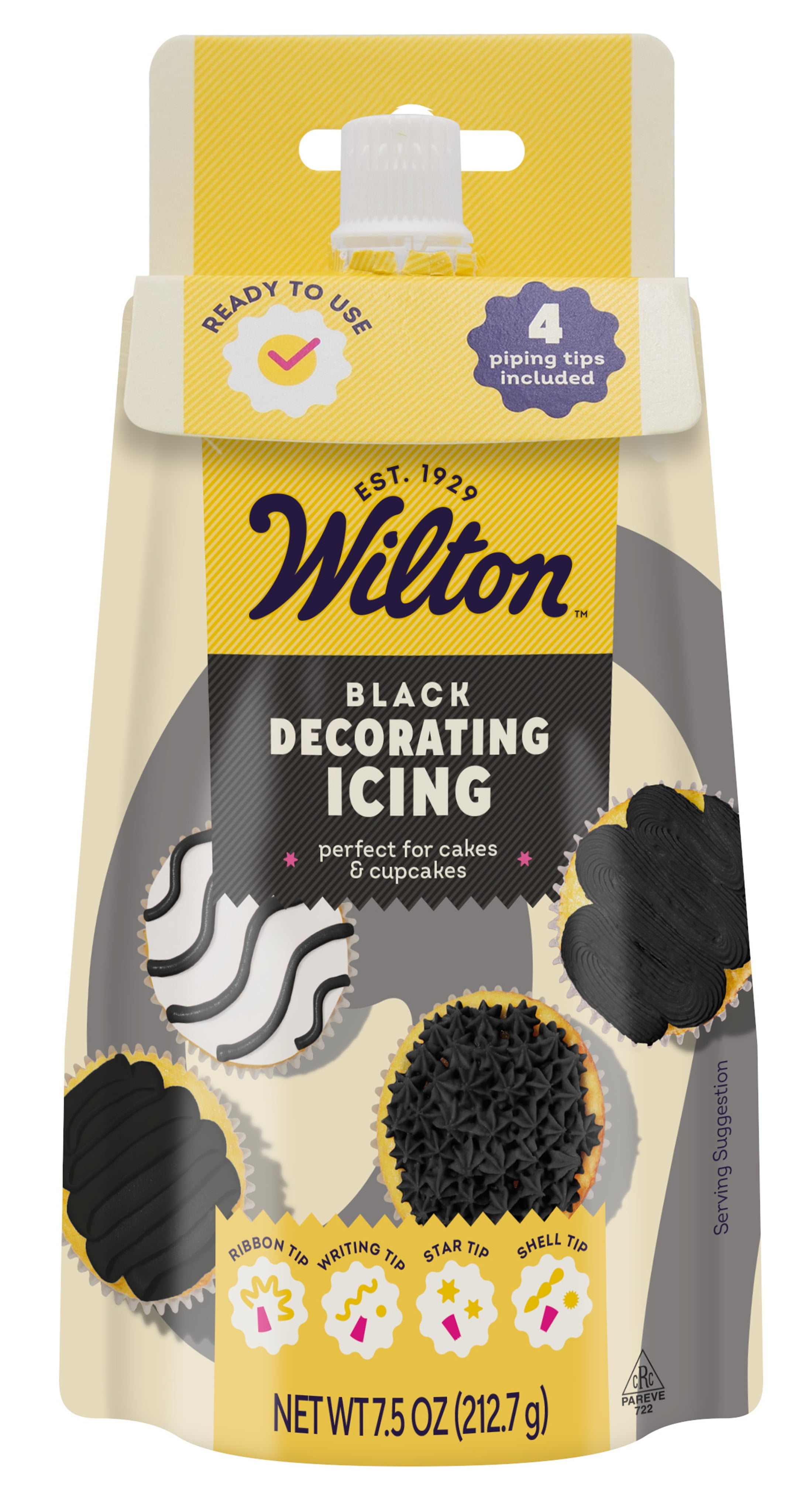 Wilton Black Decorating Icing Pouch & 4 Piping Tips Vanilla-Flavored ...