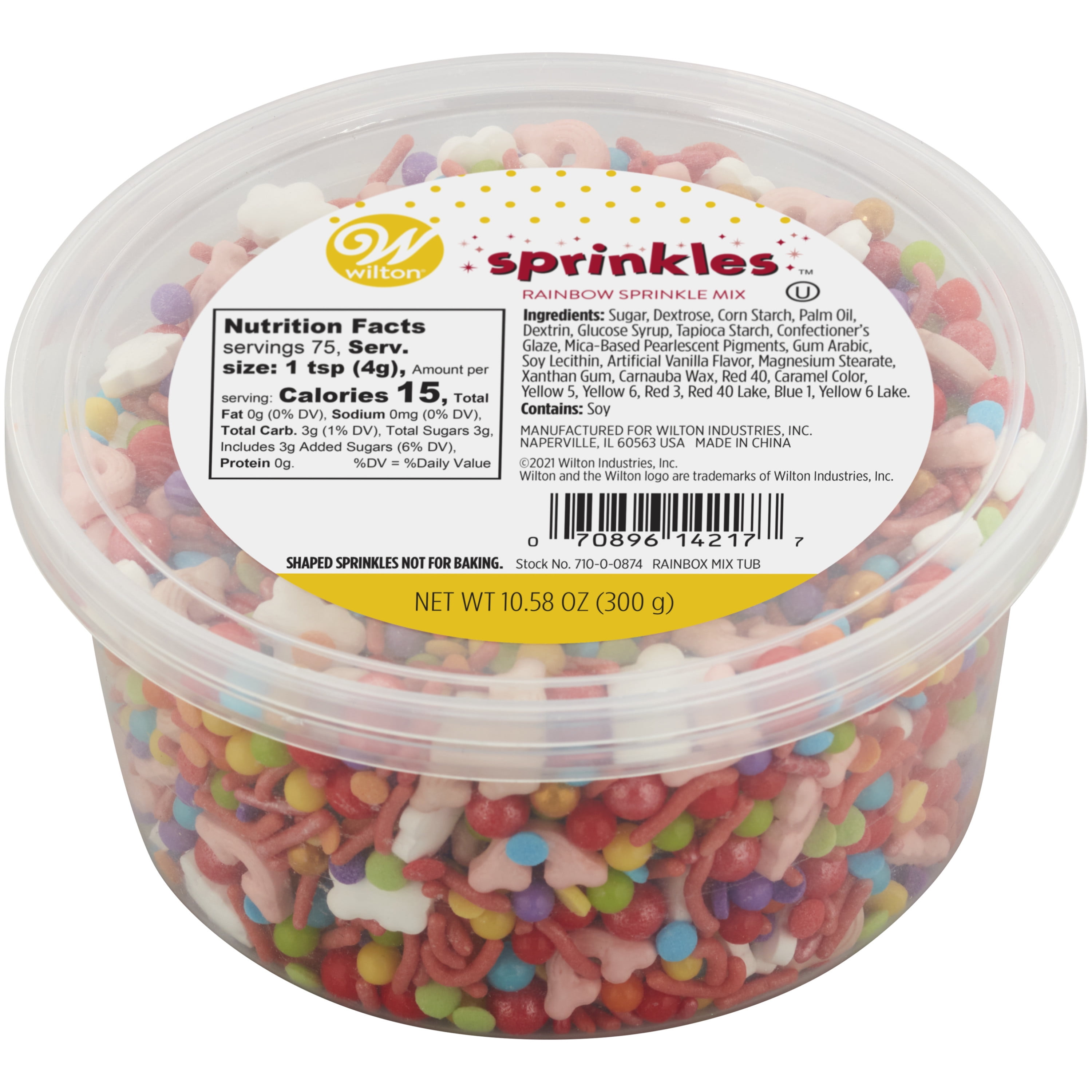 Wilton Bright and Colorful Rainbow Sprinkles Mix, 10.5 oz. Tub ...