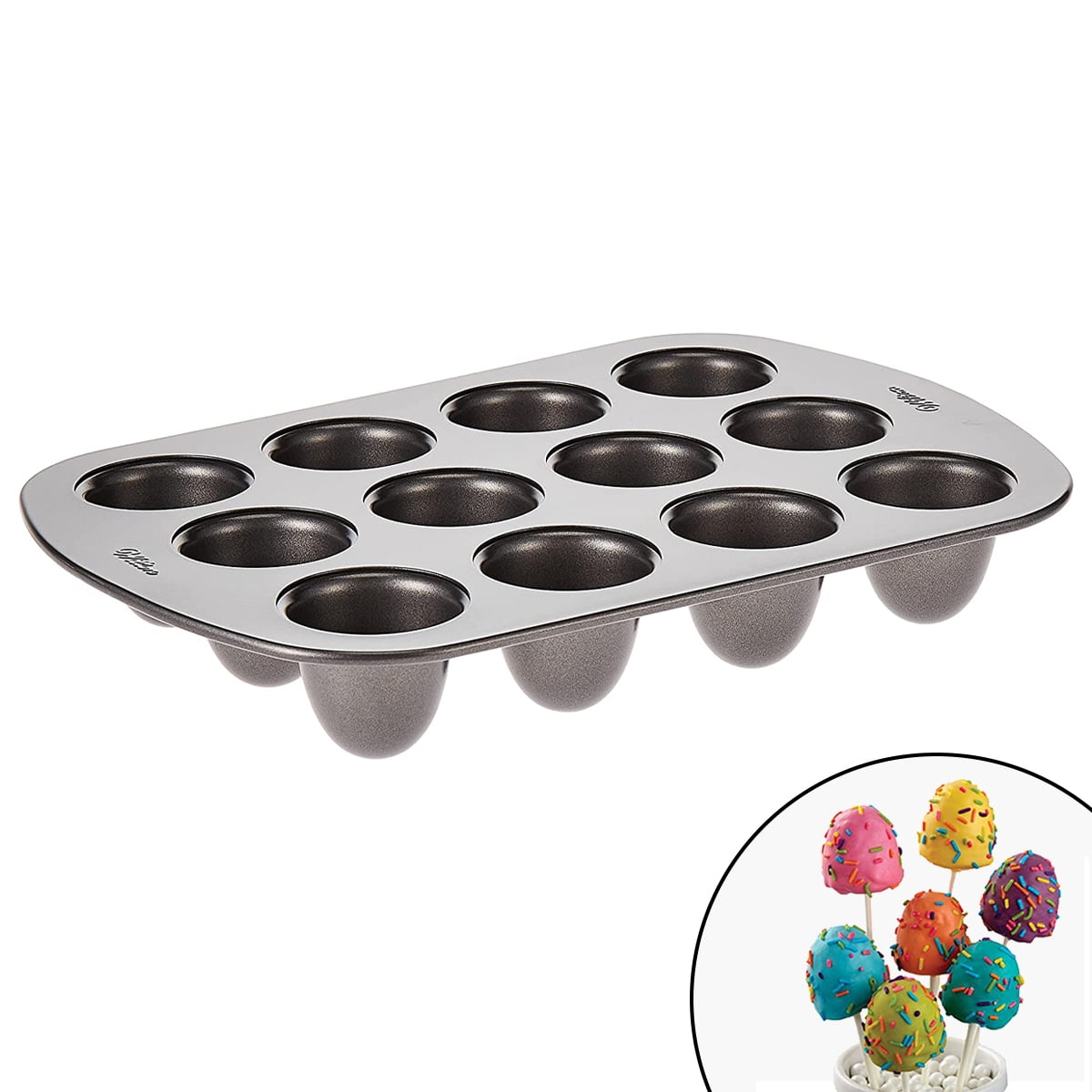 Wilton Nonstick 12-Cavity Cake Pops Decorating Mold Pan, Bakes Bite ...