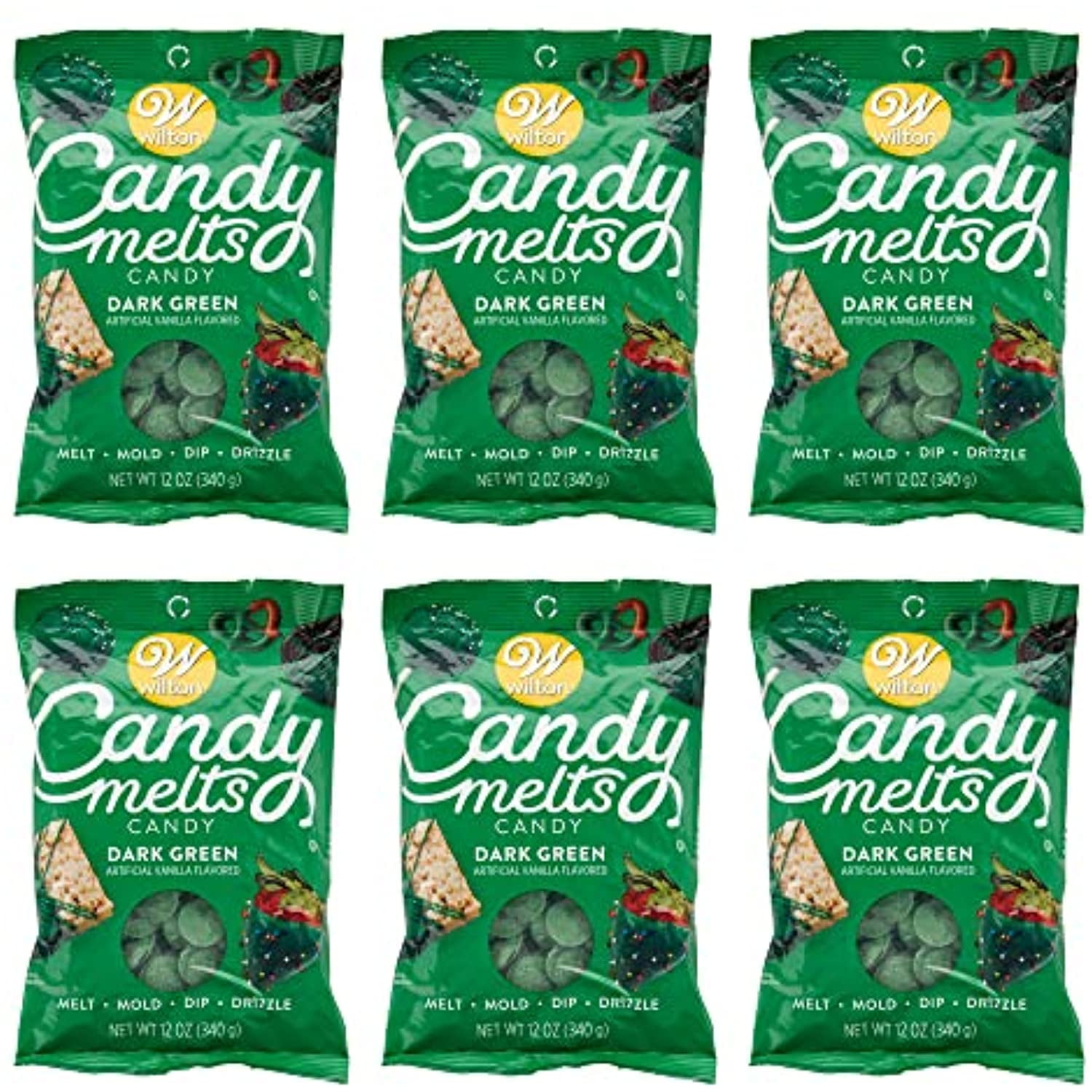Wilton Vanilla Flavor Dark Green Meltable Candy, 12 Oz, Pack Of 6 ...