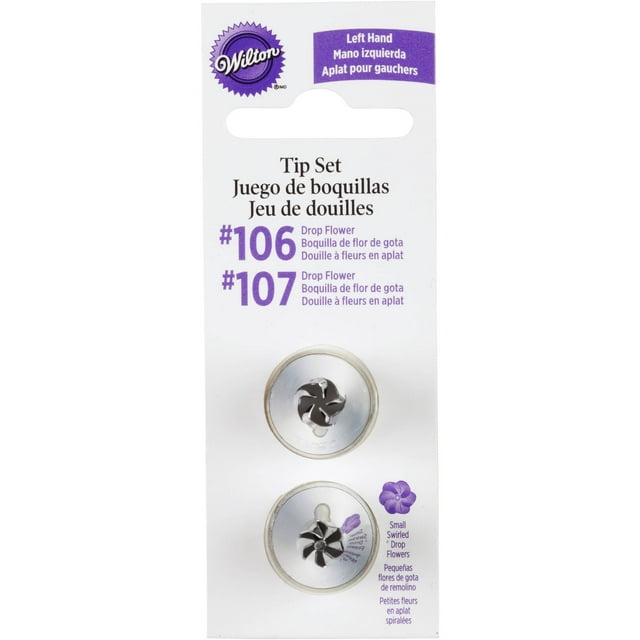 Wilton Decorating Tip Set 2/Pkg-Left Hand - #106 & #107 Drop Flower ...