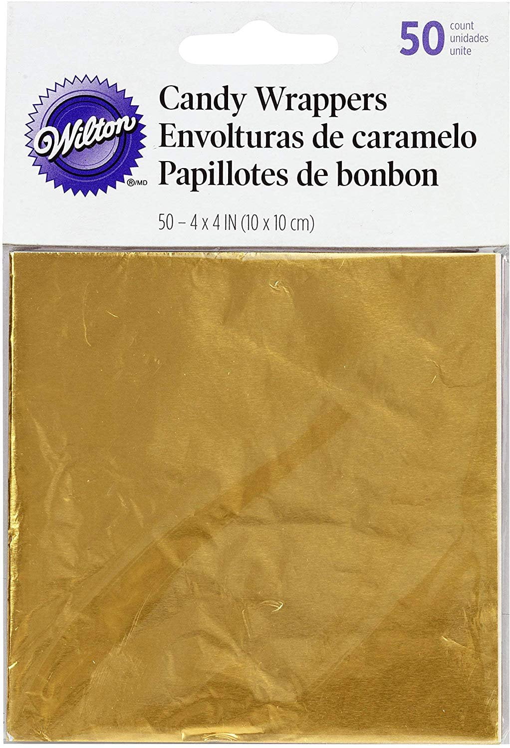 Wilton Foil Candy Wrappers-Gold 50/Pkg 4"X4" - Walmart.com