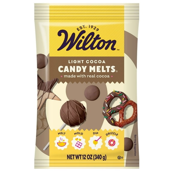 Wilton Light Cocoa Candy Melts Chocolate-Flavored 12oz. Bag for Baking ...