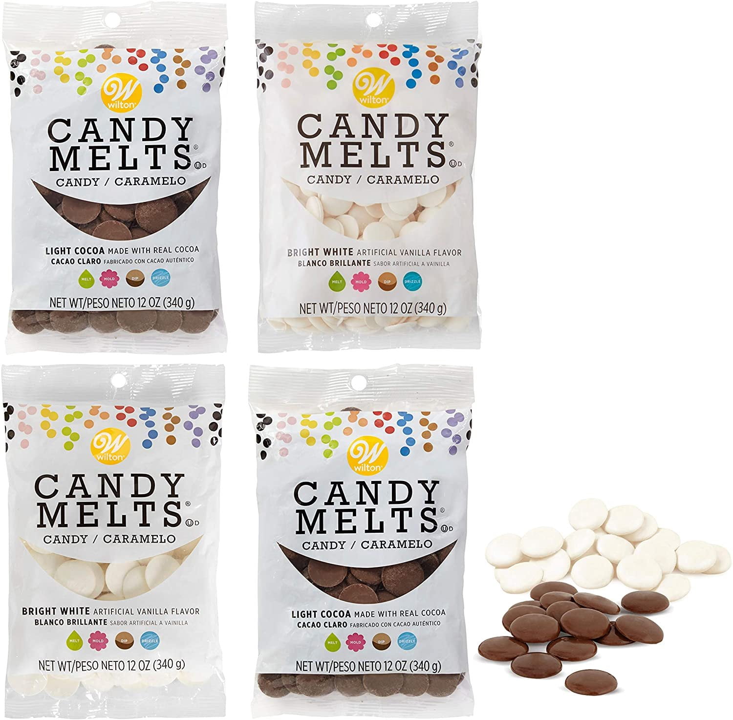 Wilton Light Cocoa and Bright White Candy Melts Candy Making Set, 4 ...
