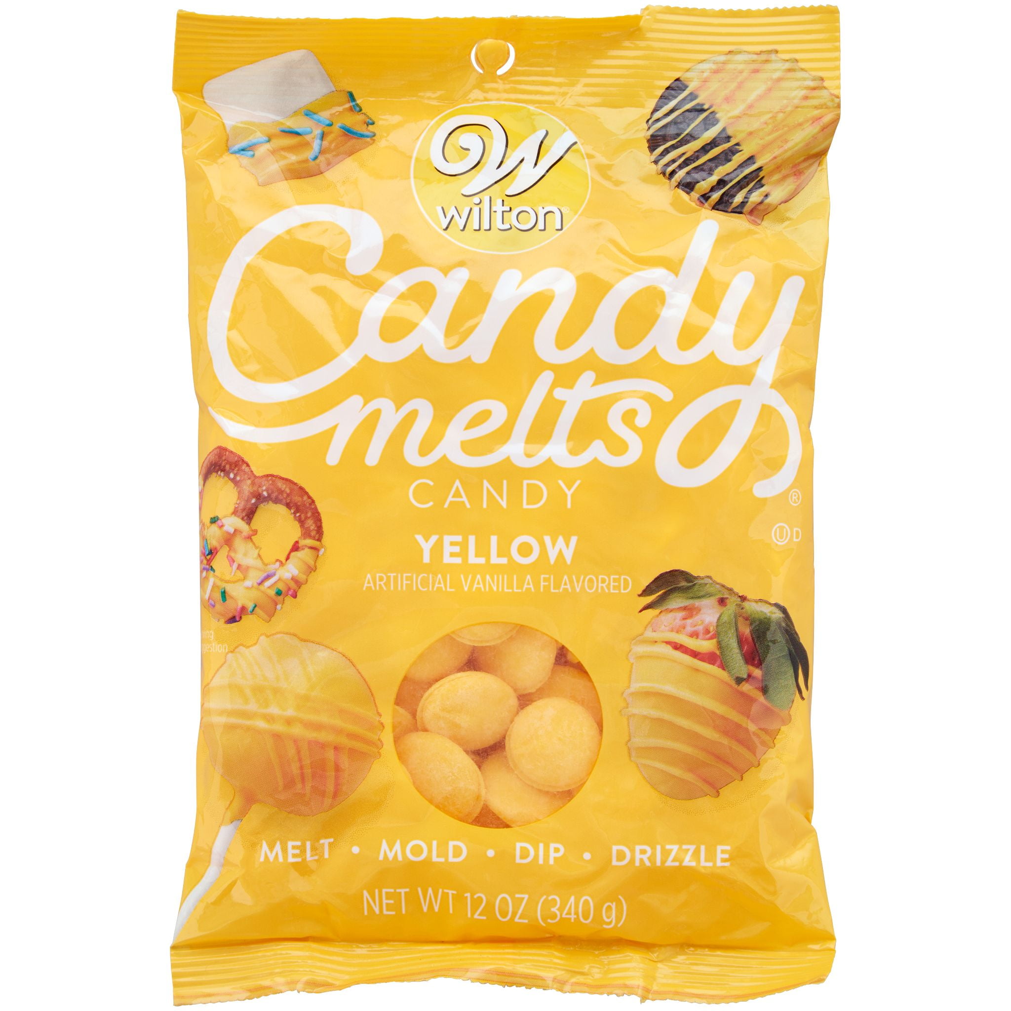 Wilton Yellow Candy Melts, 12 oz, Vanilla-Flavored, Meltable Colored ...