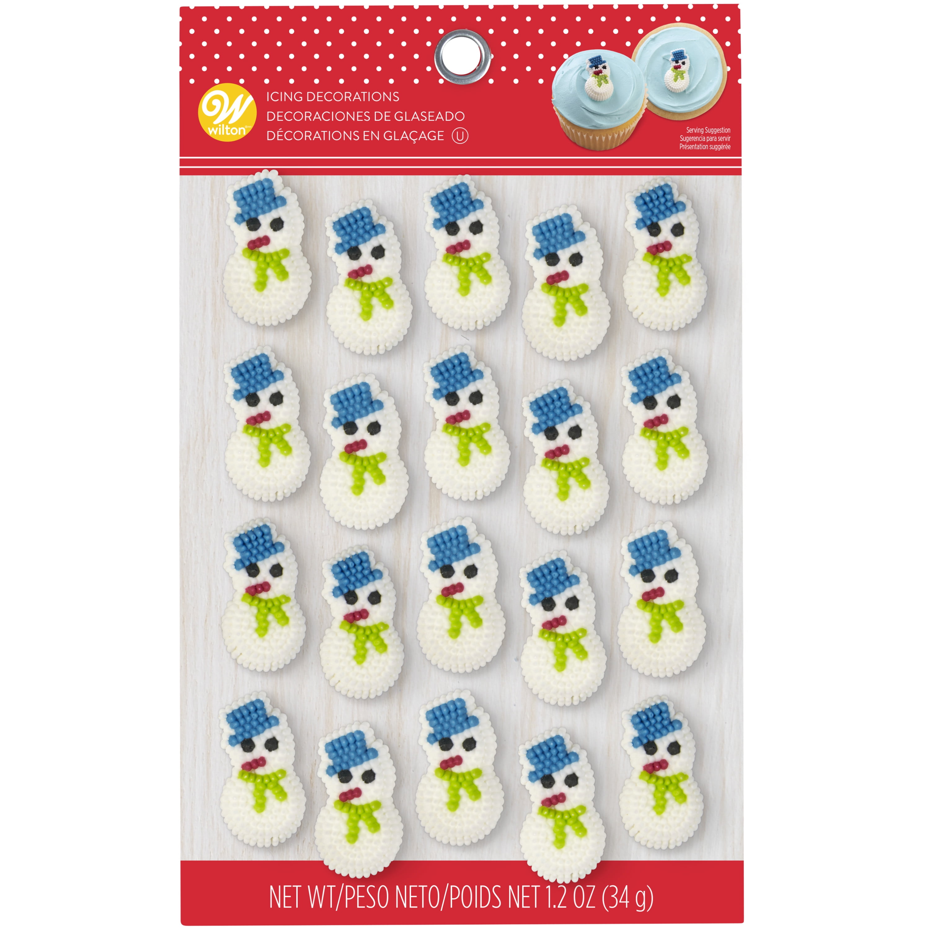 Wilton Mini Snowman Icing Decorations, 20-Count, Xmas Frosting Decor ...