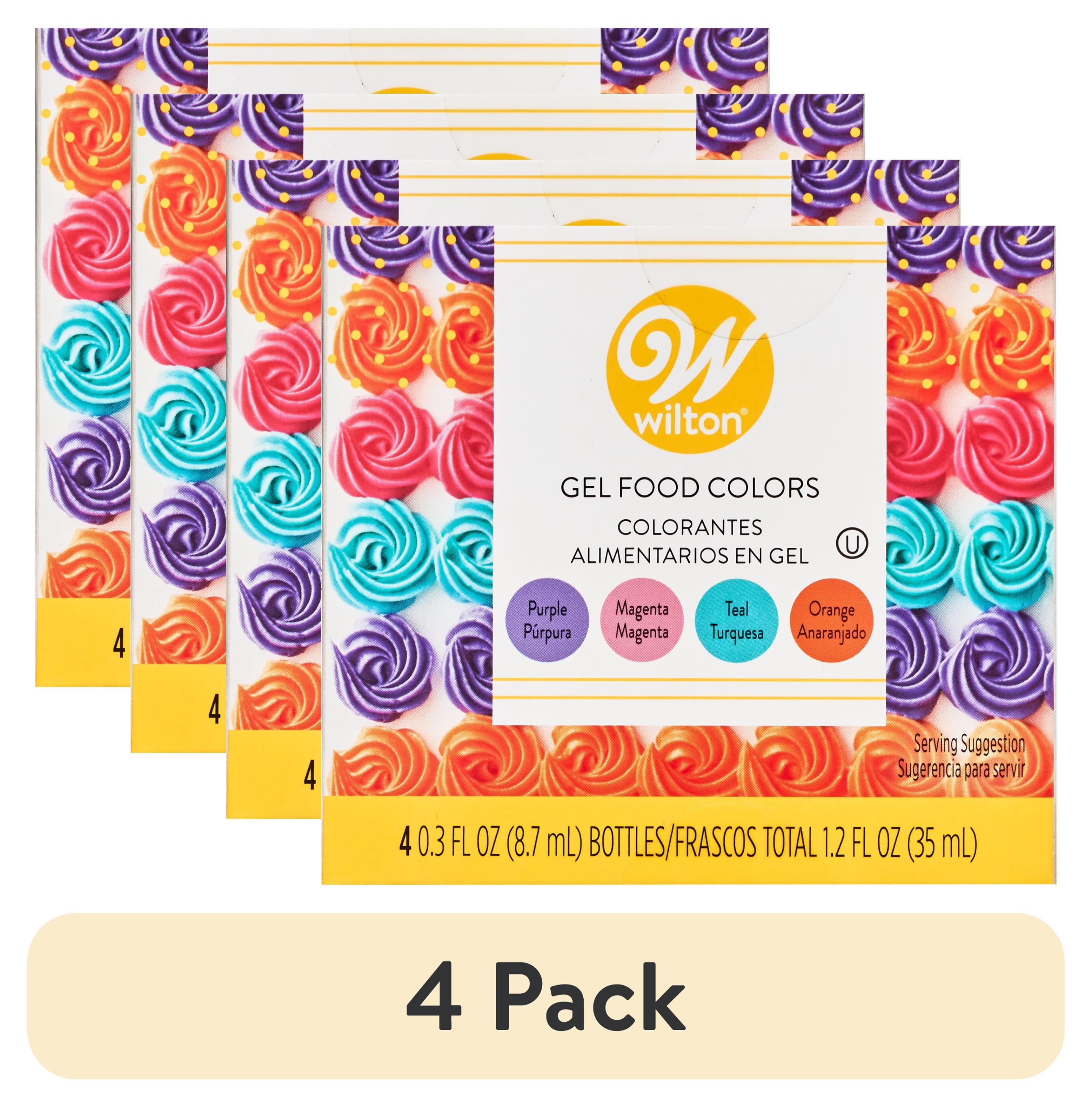 (4 pack) Wilton Neon Food Coloring Gel Icing Color Set, 4-Count ...