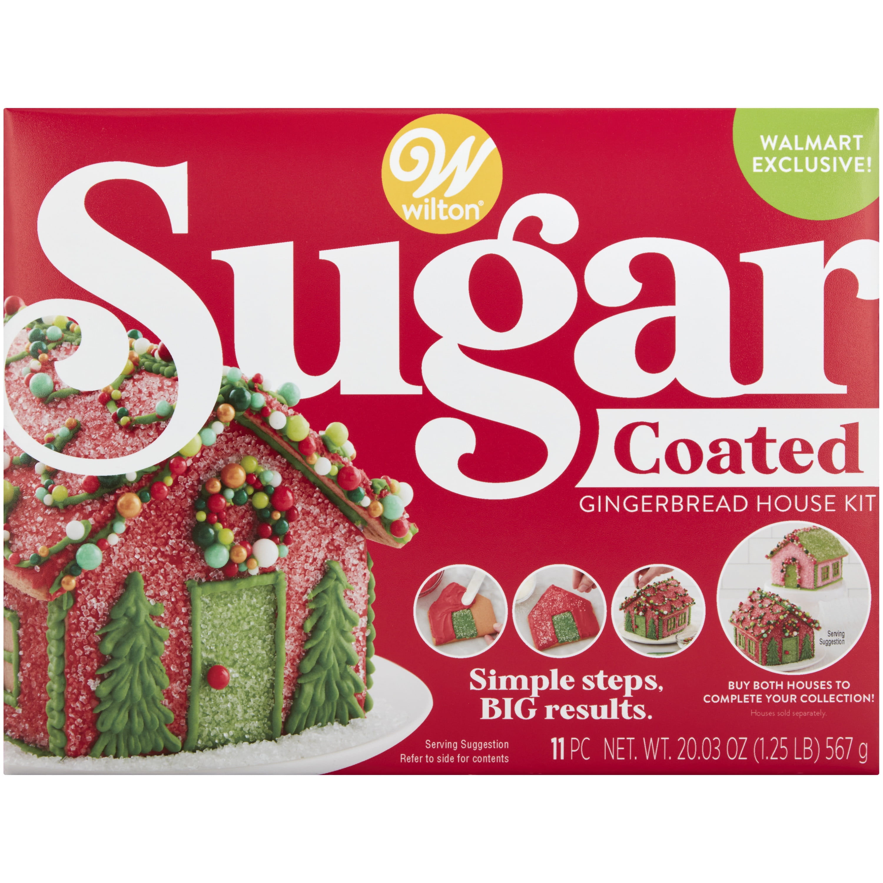 Wilton Ready to Build Sugar Coated Gingerbread House Kit, 11-Piece ...