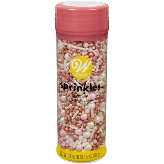 Wilton Rose Gold Sprinkle Mix, 4.6 oz, Pink and White Sugar Pearls ...