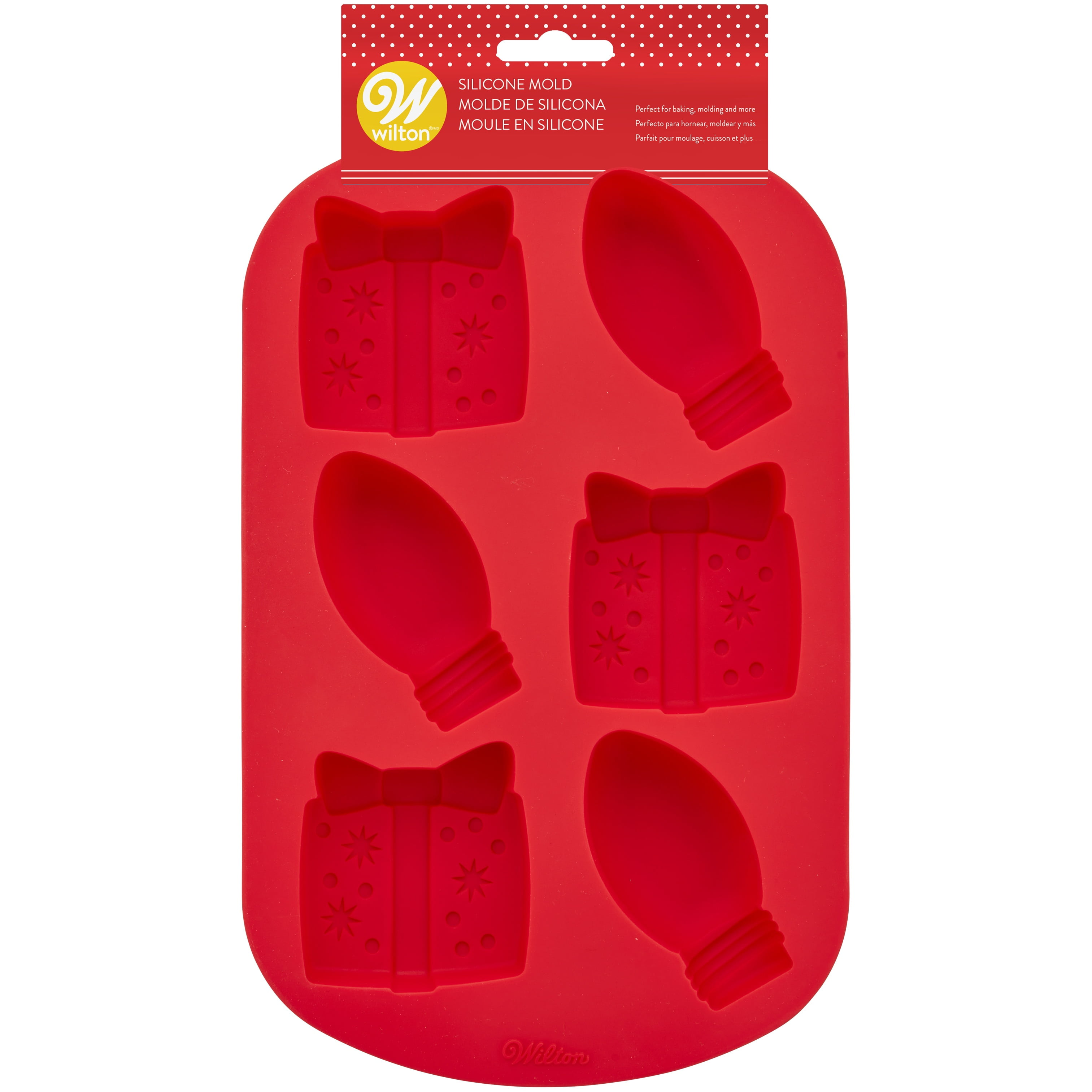 Wilton Silicone 6 Cavity Christmas Light Bulb, Present Treat Mold, 2105 ...