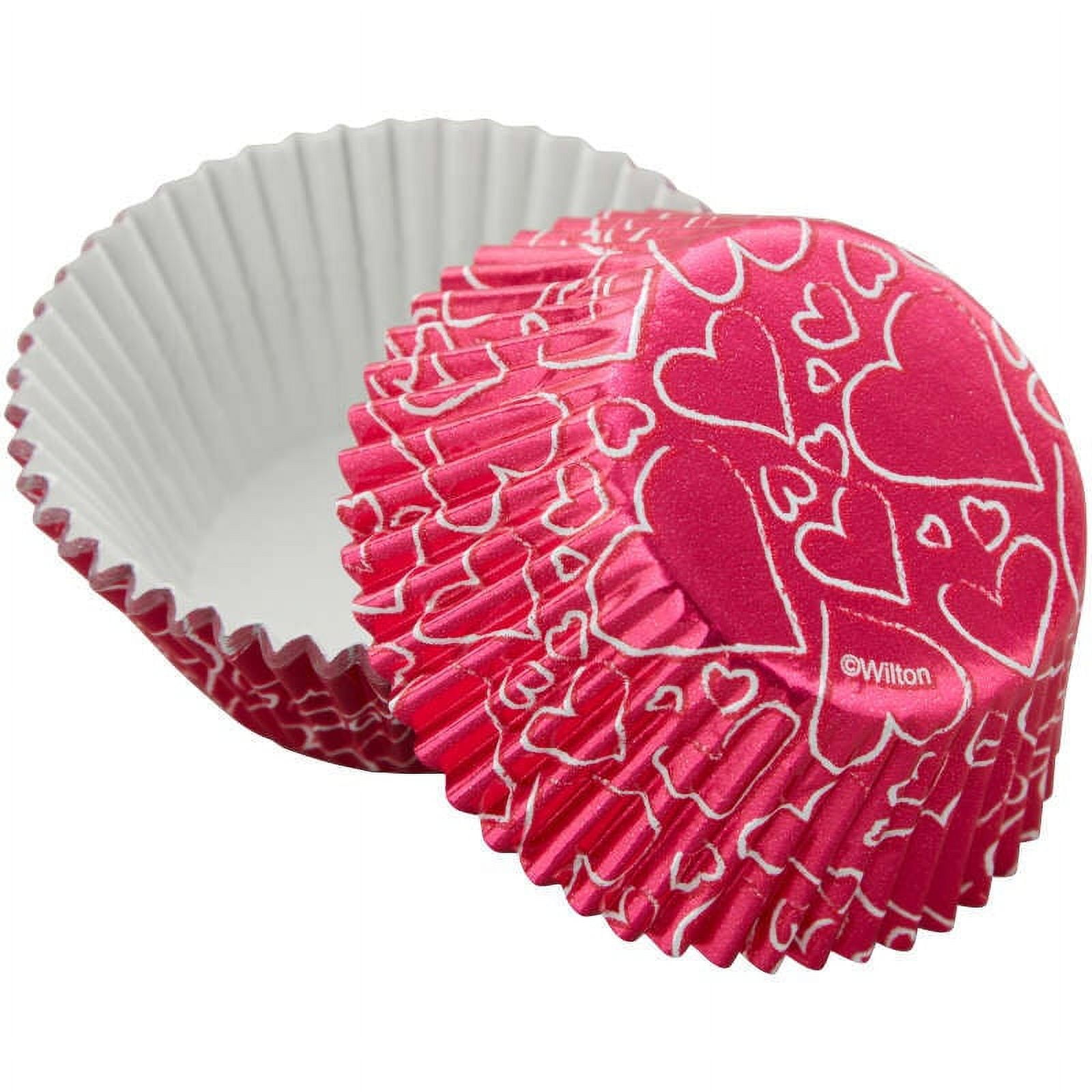 Wilton Standard Baking Cups 24/Pkg-Pink Heart Foil - Walmart.com