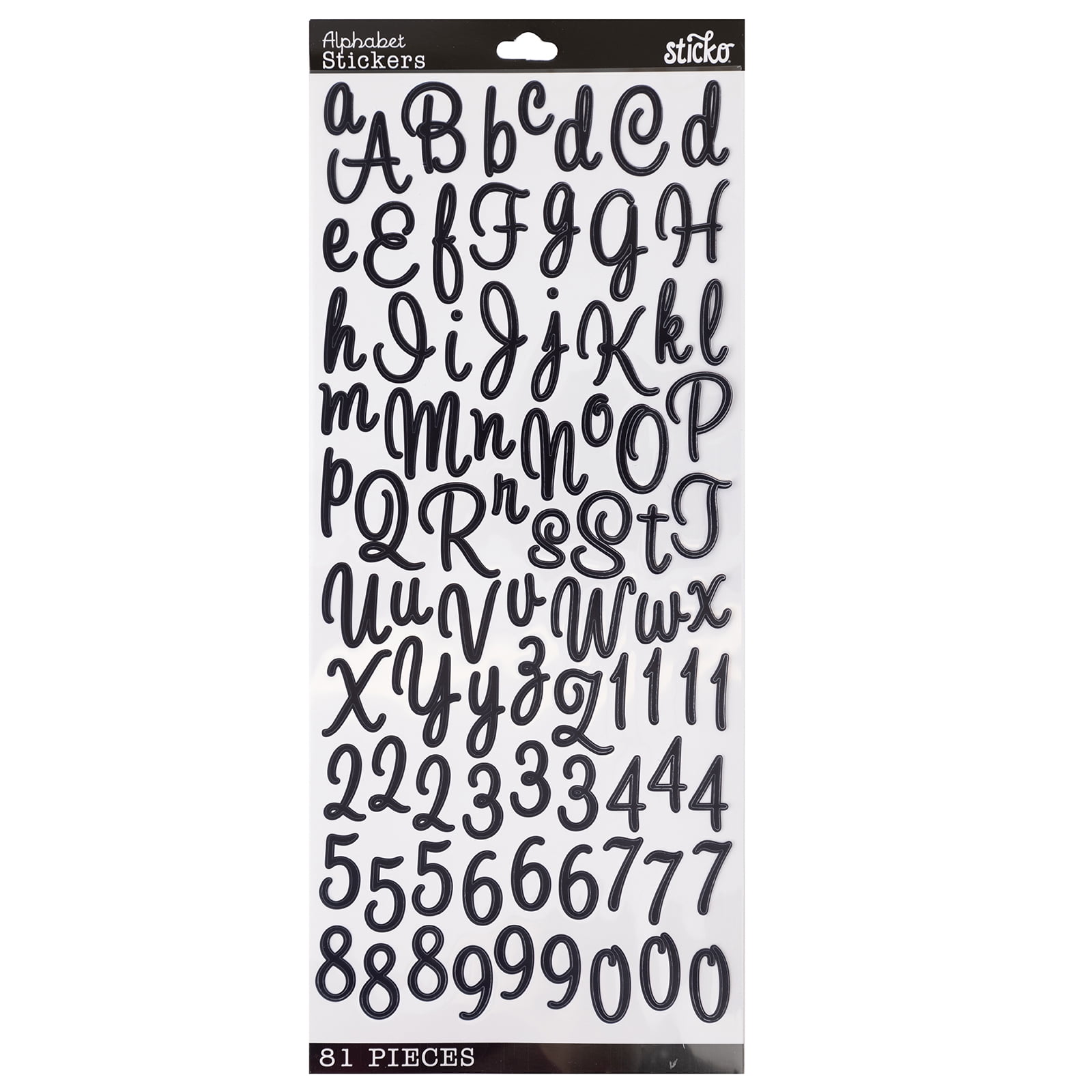 Sticko Large Black Sweetheart Script Vinyl Alphabet Stickers, 81 Piece ...