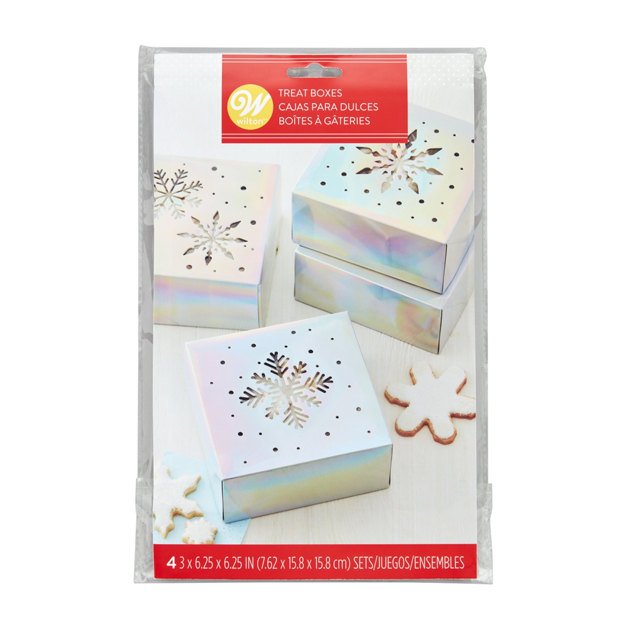 Wilton Treat Boxes 4/Pkg-Iridescent Snowflake - Walmart.com