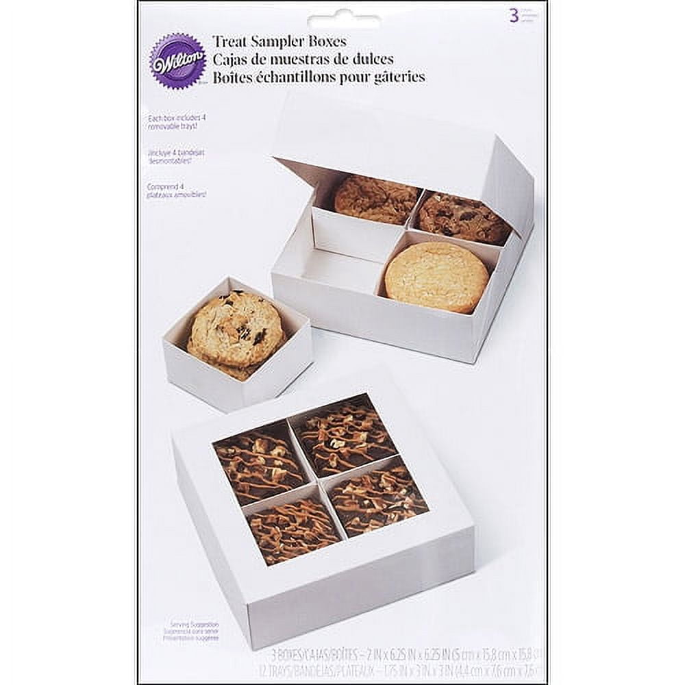 Wilton Treat Boxes W/Removable Trays 3/Pkg-4 Cavity White 6.25"X6.25"X2 ...