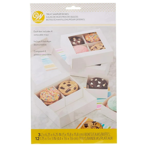 Wilton Treat Boxes W/Removable Trays 3/Pkg-4 Cavity White 6.25"X6.25"X2 ...