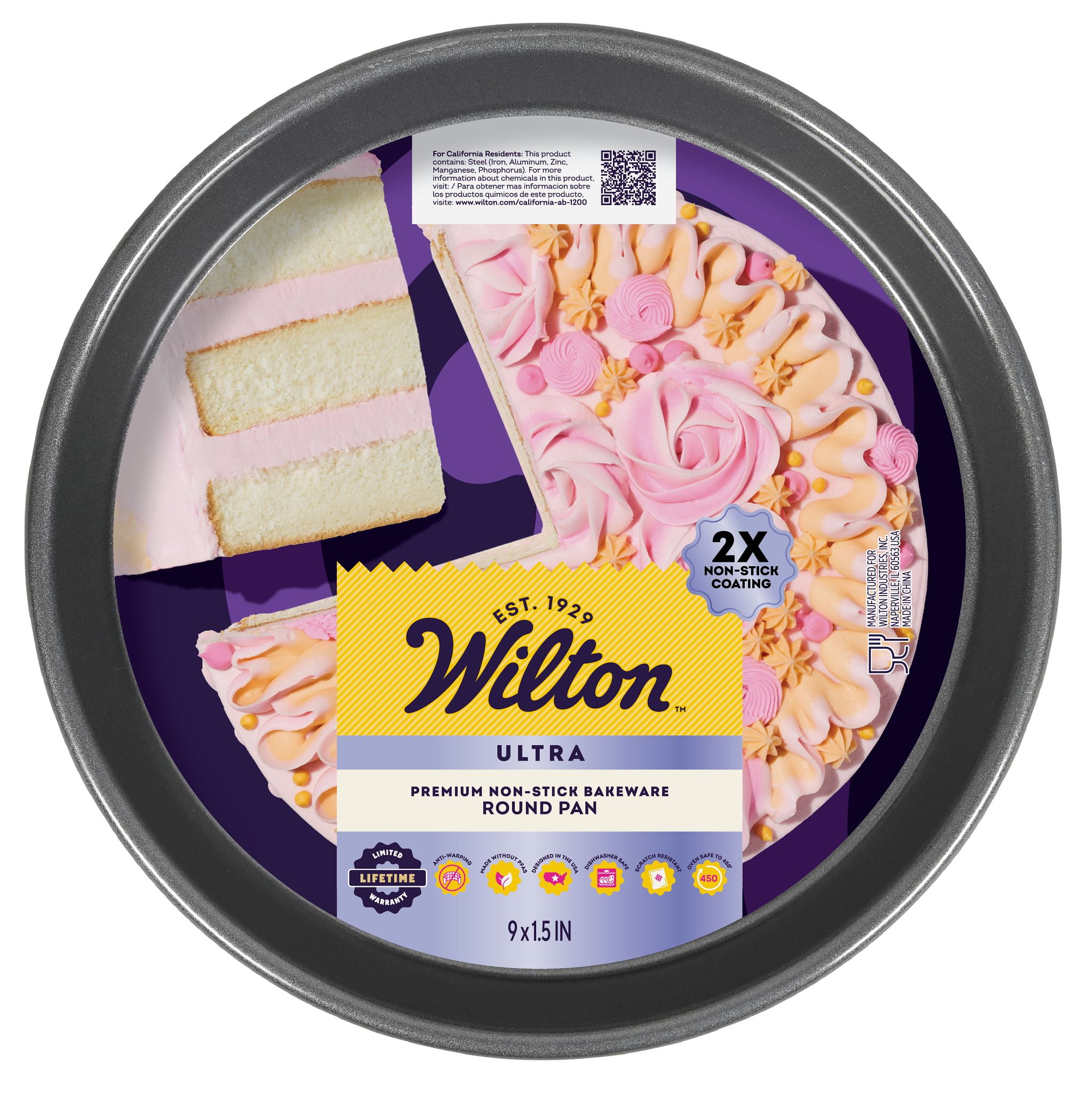 Wilton Ultra Non-Stick Bakeware Round Cake Pan, 9 Inch Layer Cake Pan ...