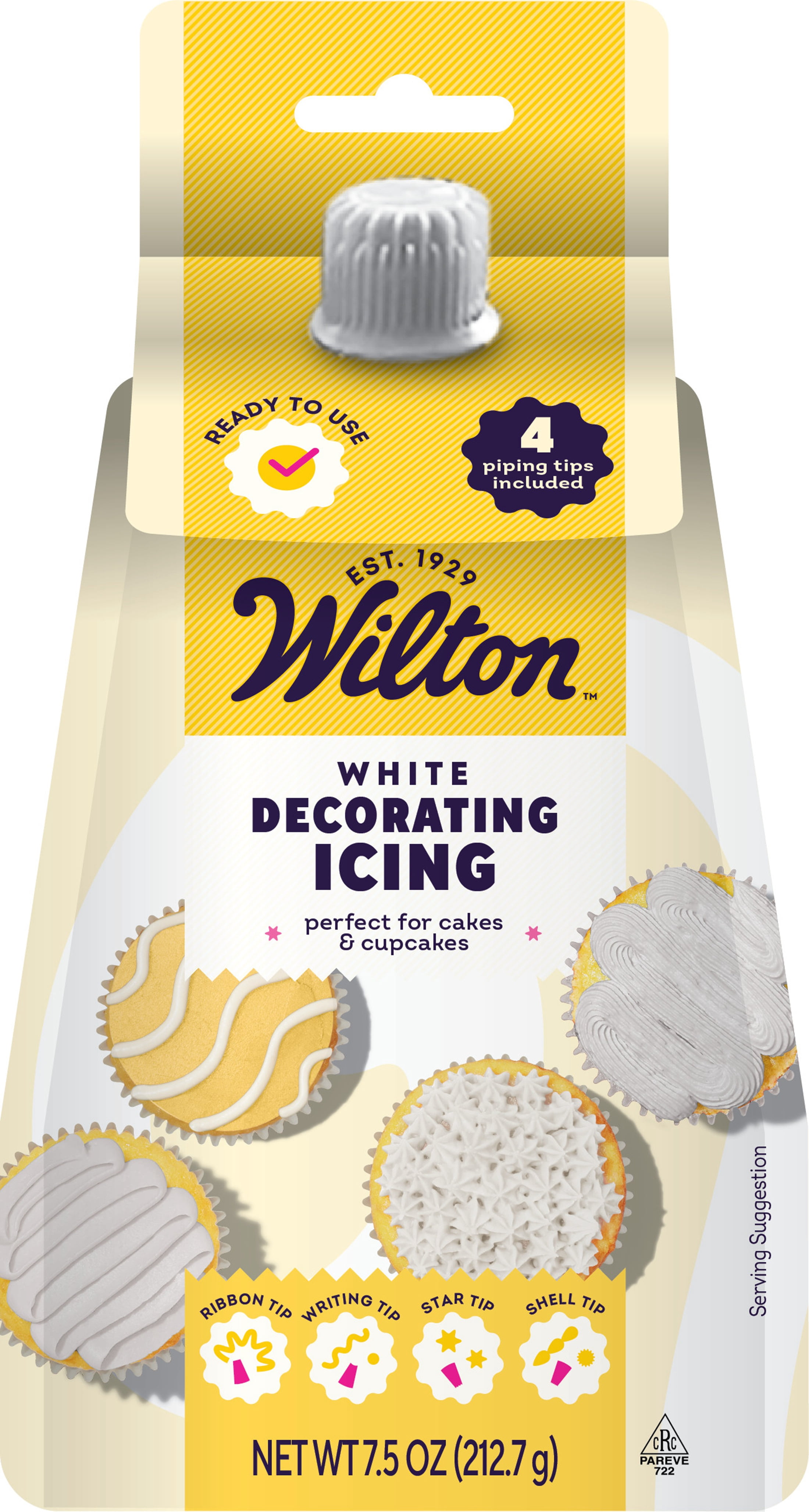 Wilton White Decorating Icing Pouch & 4 Piping Tips Vanilla-Flavored ...