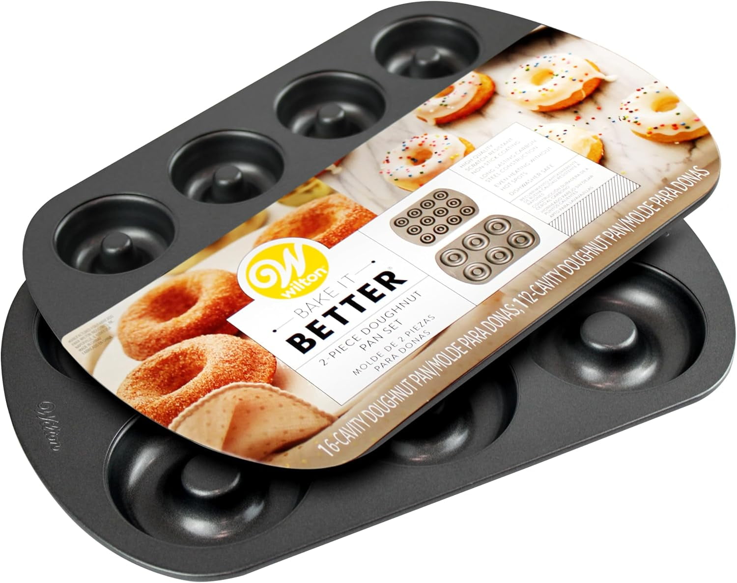 WiltonDonut Pan 2-Piece Set, 6-Cavity Mini, and 12-Cavity Standard ...