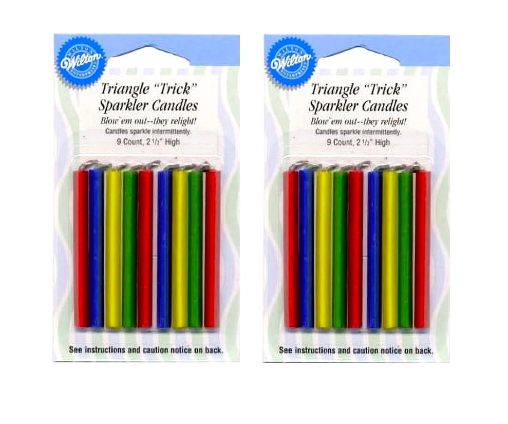 Wiltons 18 Pack Triangle Trick Rainbow Sparkler 2.5 Inch Birthday ...