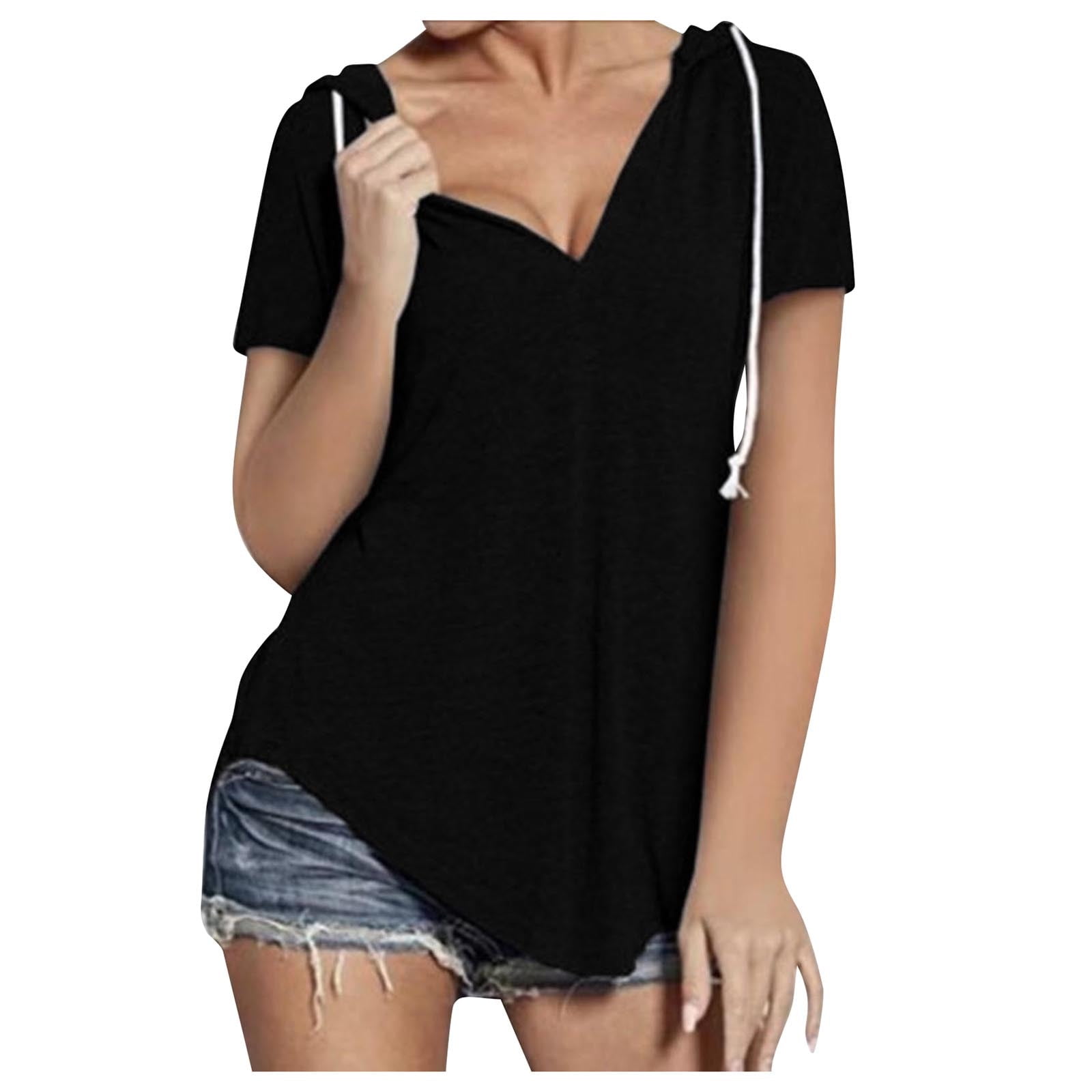 Wilucolt Womens T Shirts Cold Shoulder Shirt Short Sleeve V Neck T