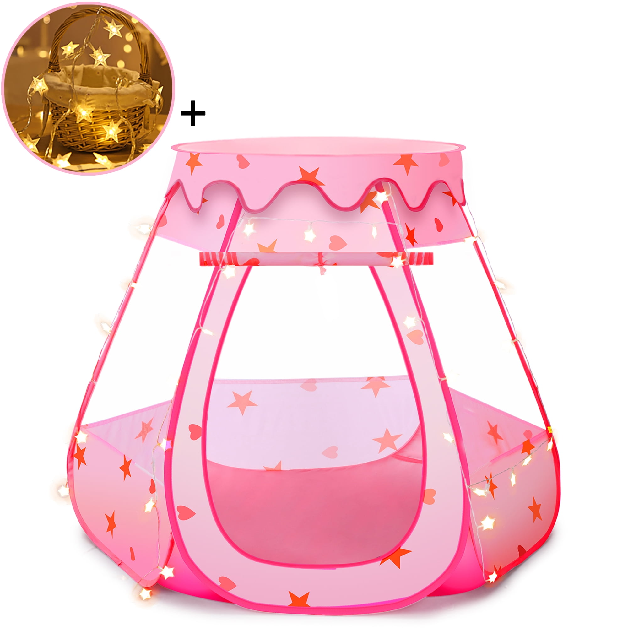 Wilwolfer Baby Ball Pit for 1-3 Year Toddler Kids Tent with Star Lights ...