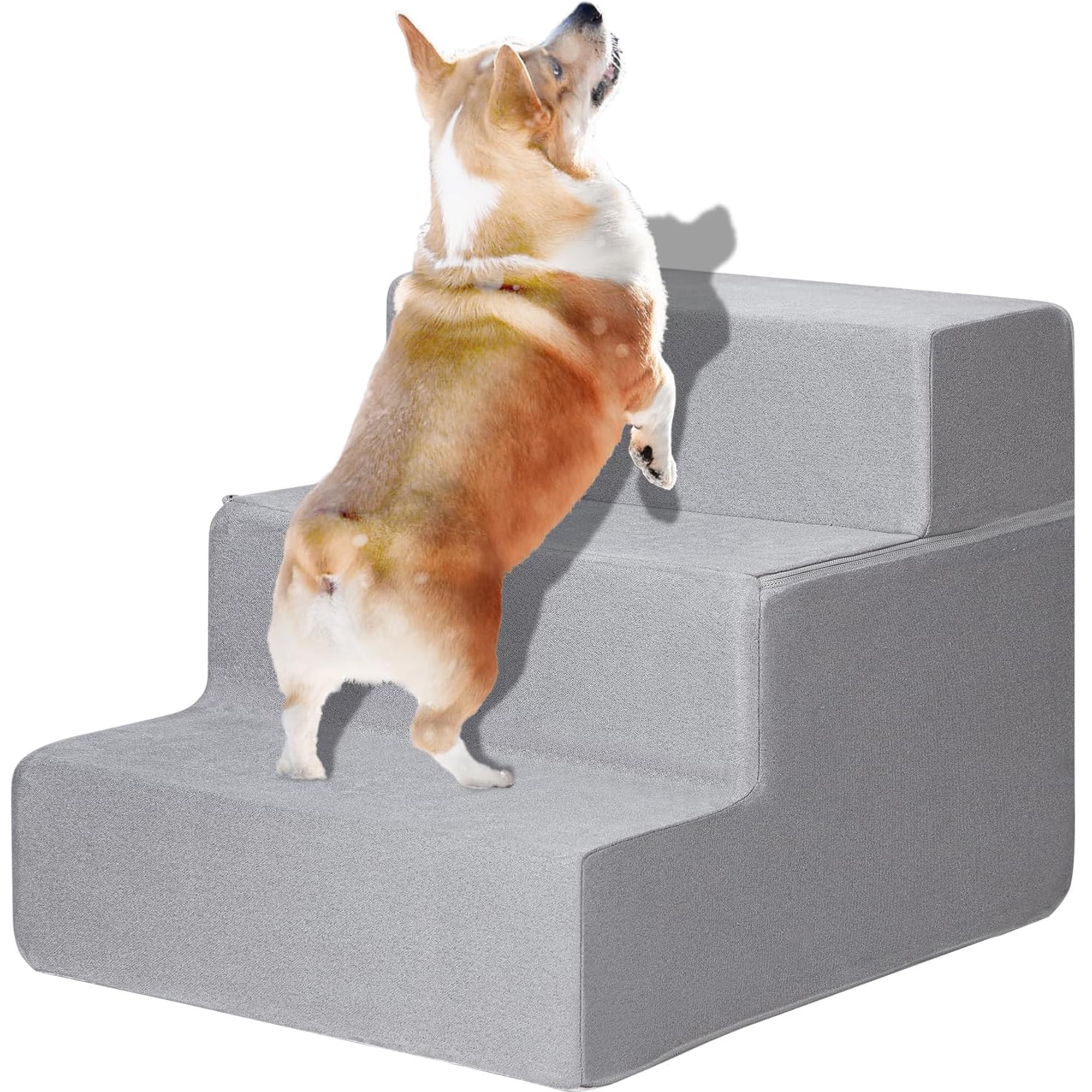 Wilwolfer 3-Step Dog Stairs with Non-Slip Design and Adjustable Foam ...