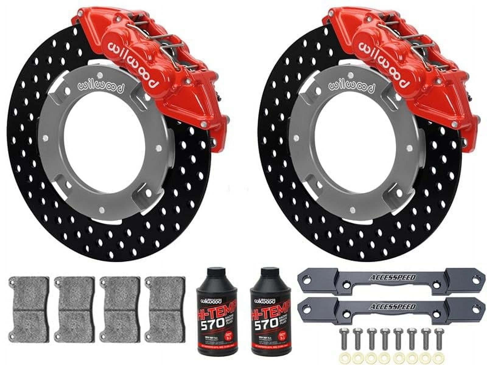 Wilwood Front UTV Big Brake Kit Combo with Red Calipers, Drilled Rotors ...
