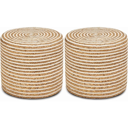Krit Handmade Rattan Wicker Ottoman Footstool Pouf Stool w/Basket w ...