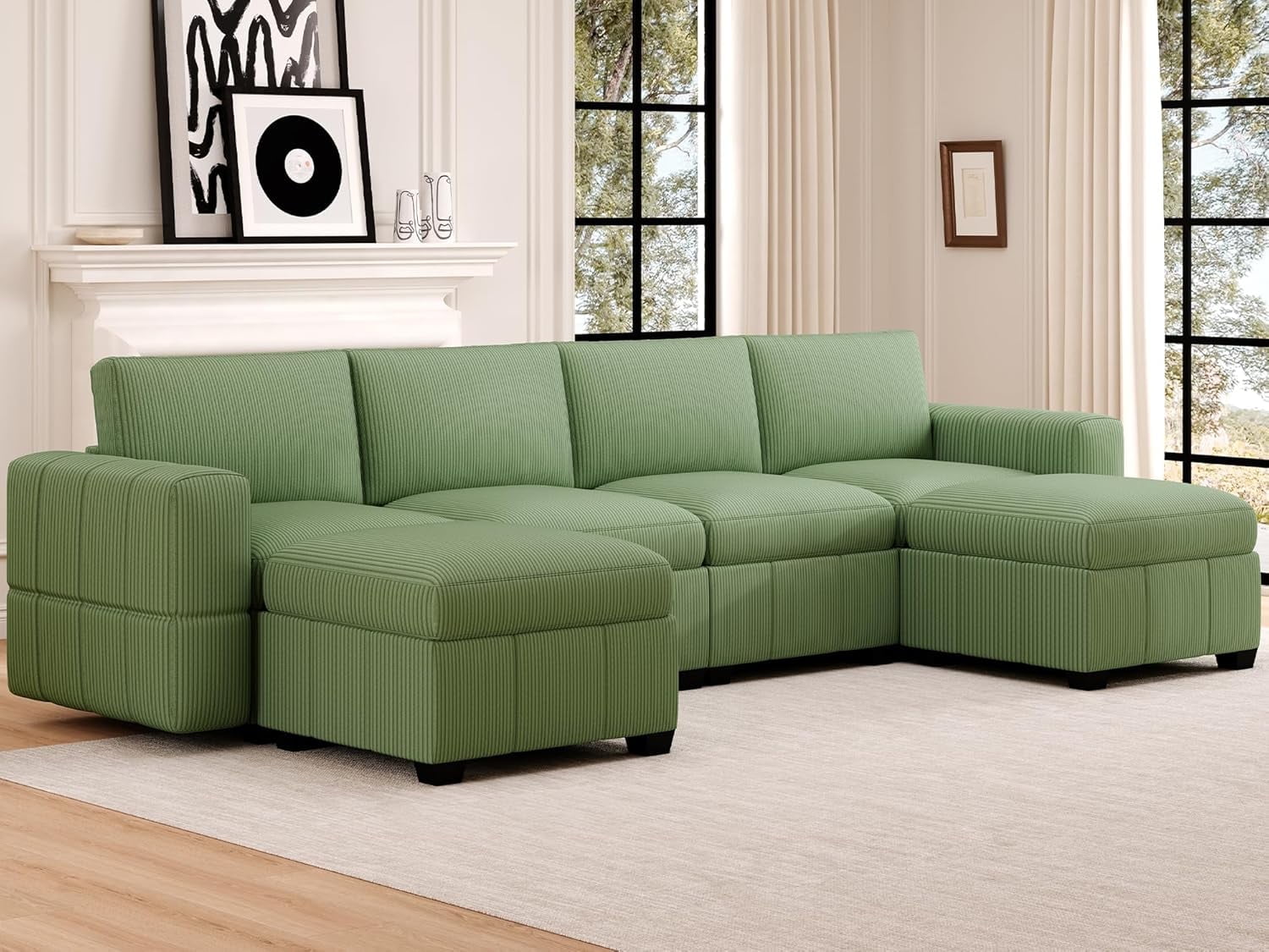 Mxfurhawa Couch U Shaped Modular Sectional Sofa, Sectional Couch with ...