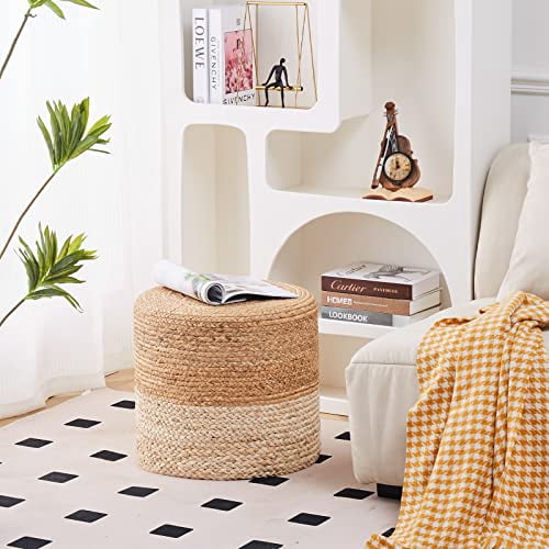 Wimarsbon Ottoman Pouf, Natural Braided Jute Poof, 18'' Outdoor Ottoman ...