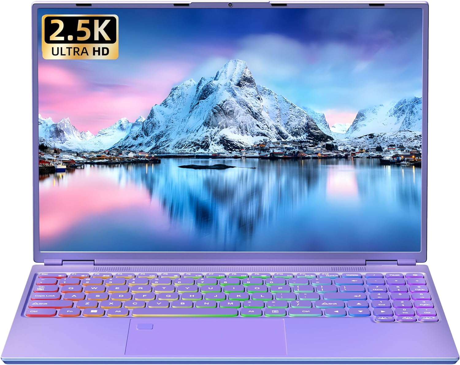 【Win 11 Pro/MS Office 2019】 16" Purple Laptop Ultra-Narrow bezels 2.5K ...