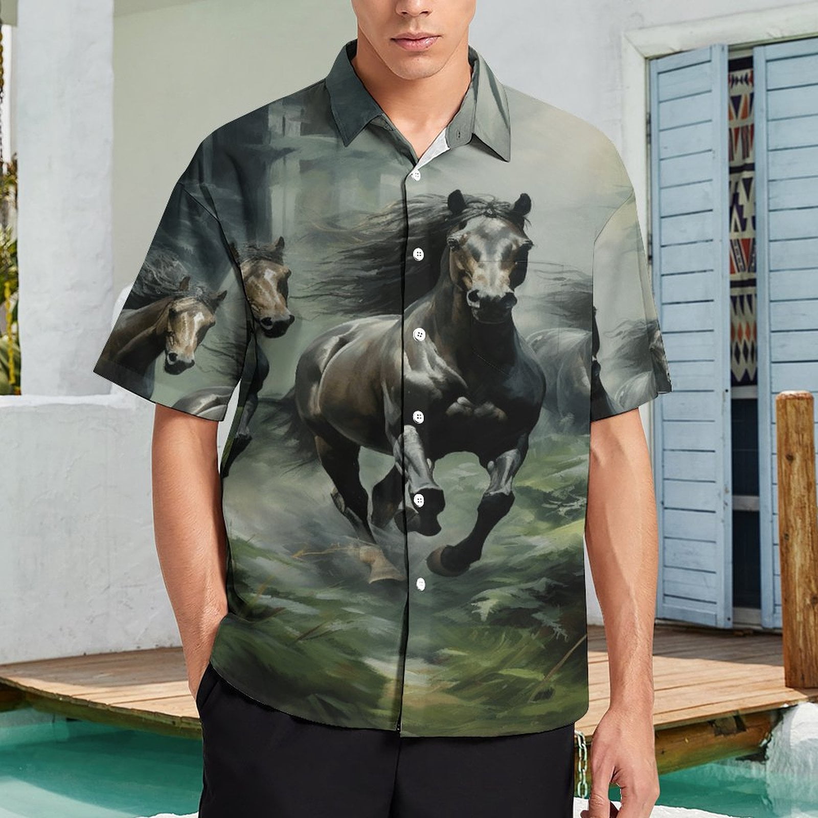 Win Instant Success Male Retro Print Casual Shirts Hawaiian Short ...