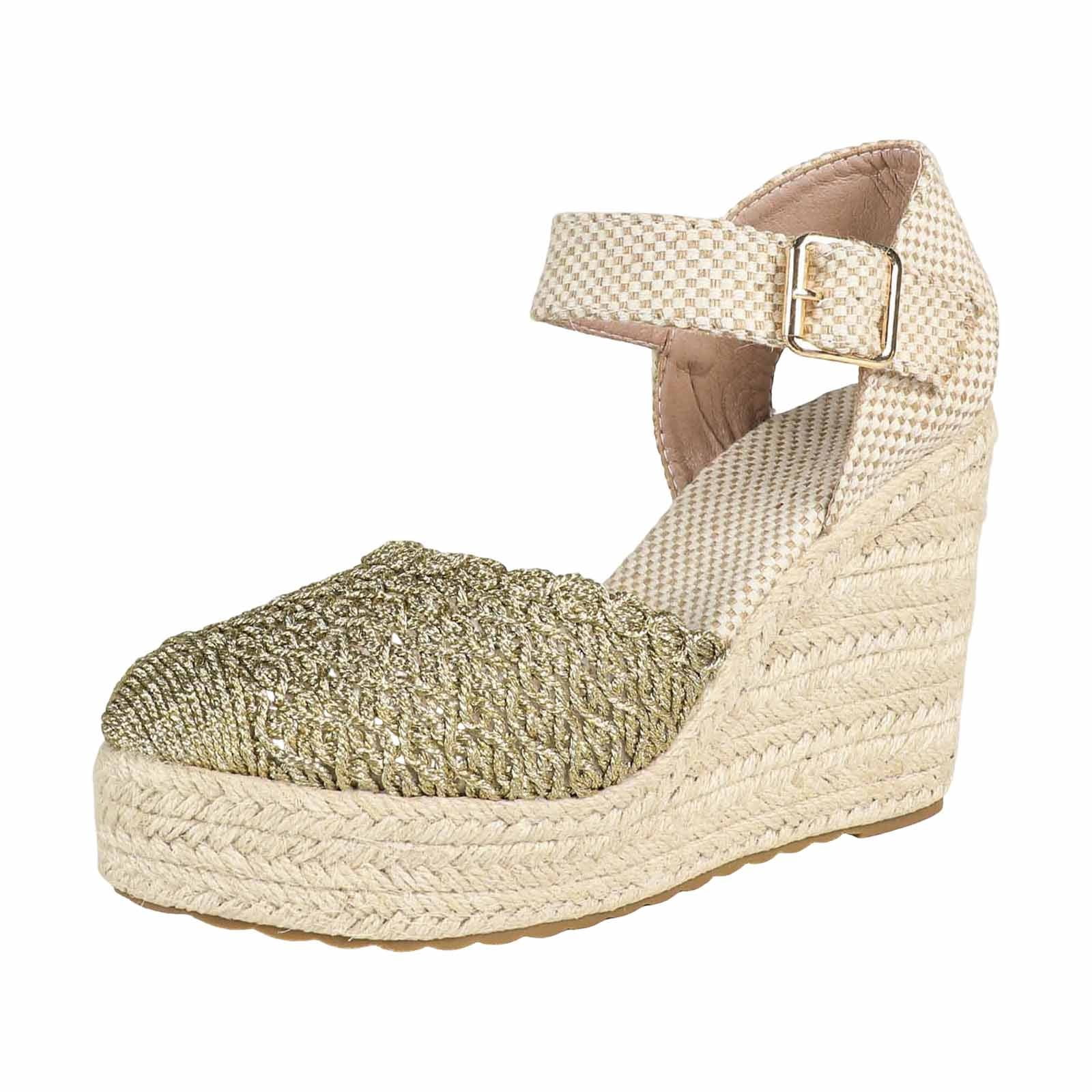 Win s Way Espadrilles For Women Open Toe Wedge Sandals Cushioned ...