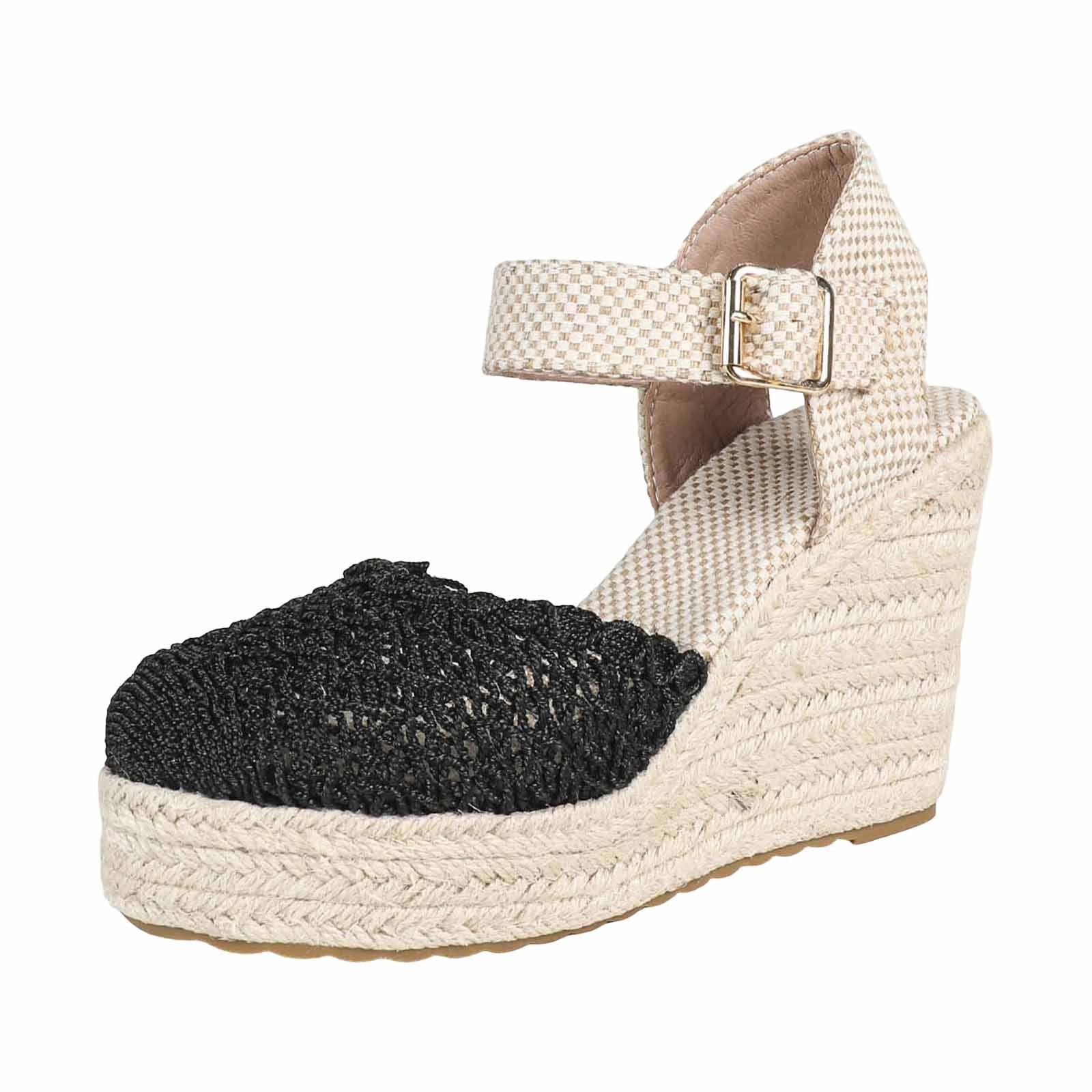 Win s Way Espadrilles For Women Open Toe Wedge Sandals Cushioned ...