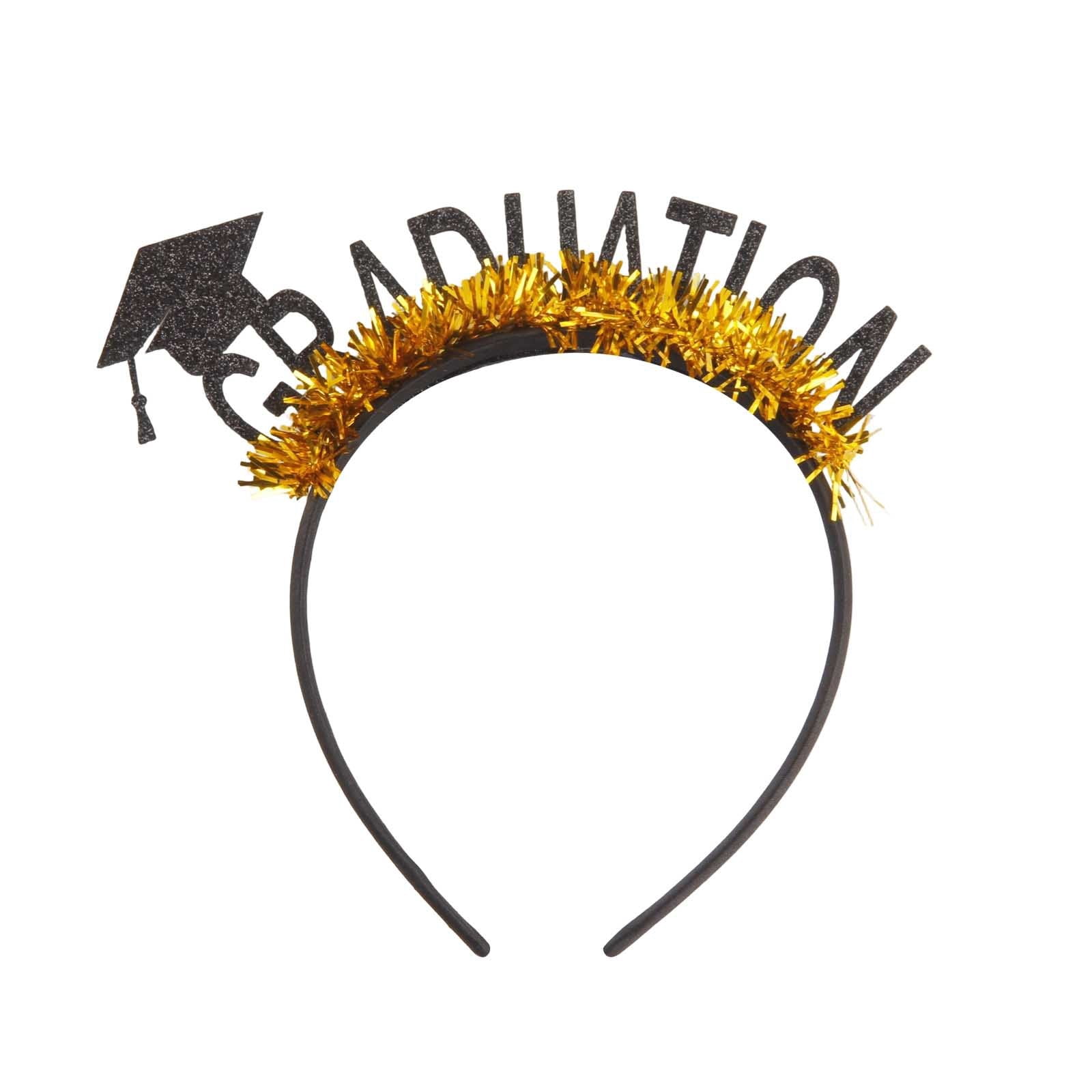 Win s Way Graduation Headband for Girls, Glitter Grad Cap Hair Hoop ...