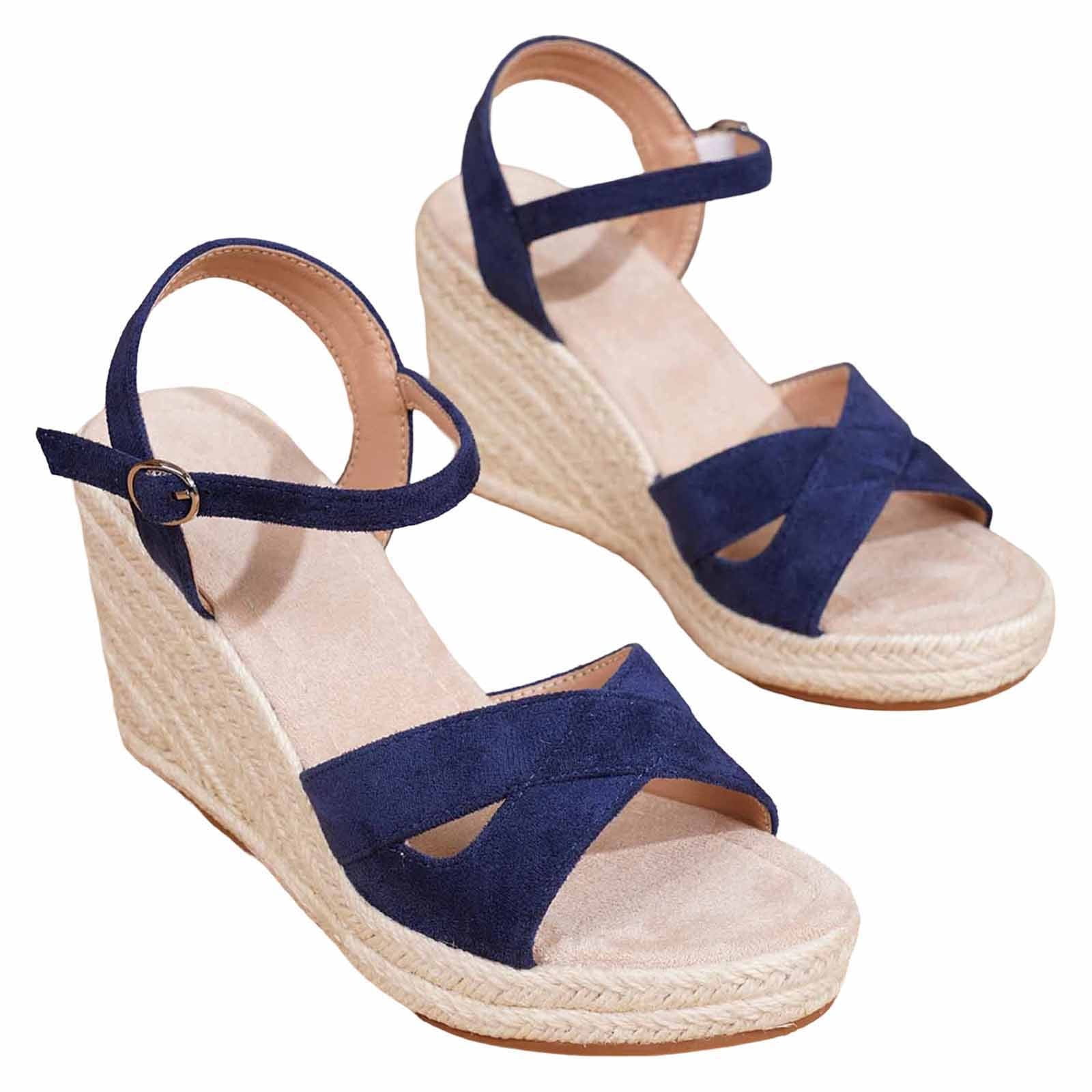 Win s Way Women's Open Toe Espadrille Sandals, Cushioned Wedge Summer ...
