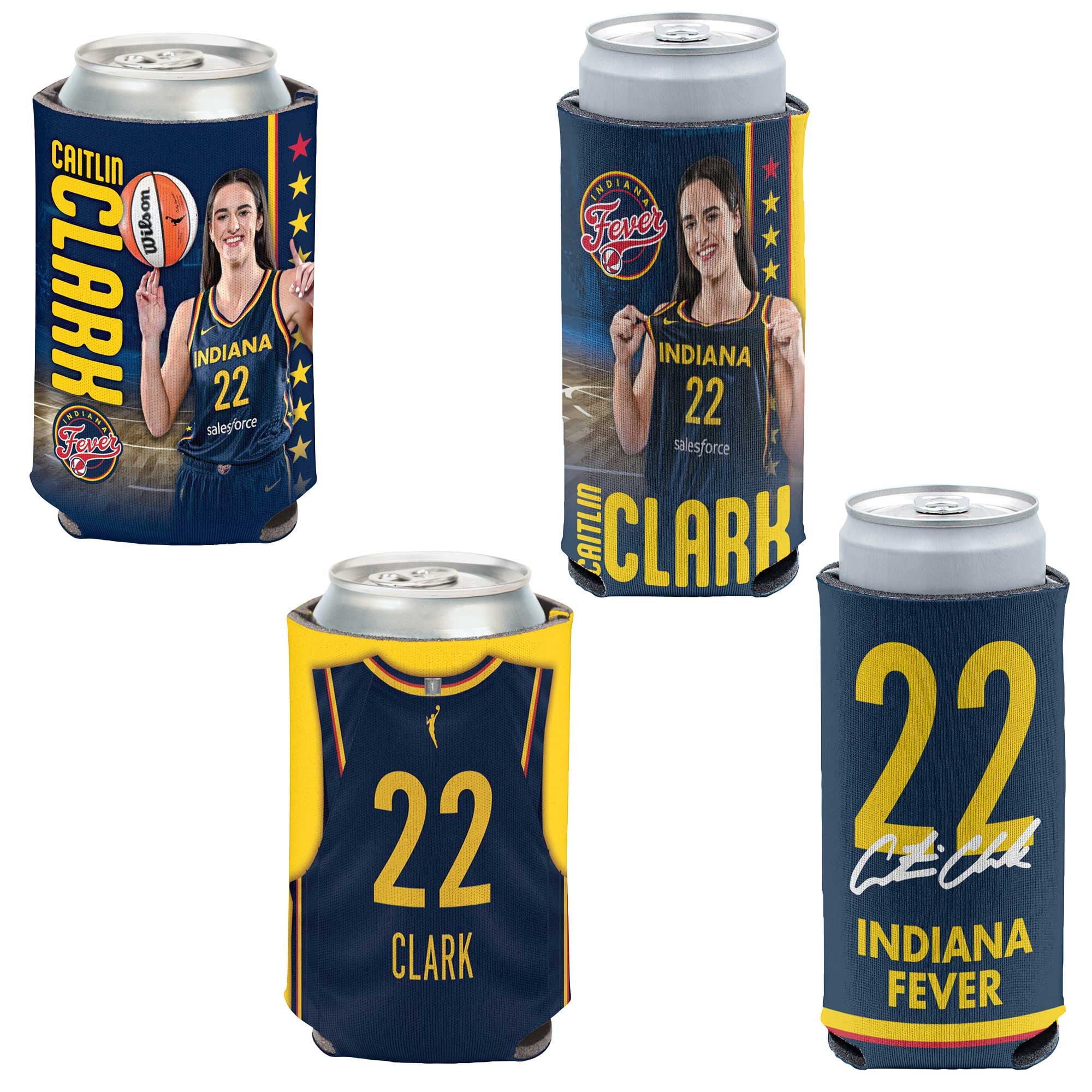 WinCraft Caitlin Clark Indiana Fever 4-Pack 12oz. Can & Slim Can Cooler ...