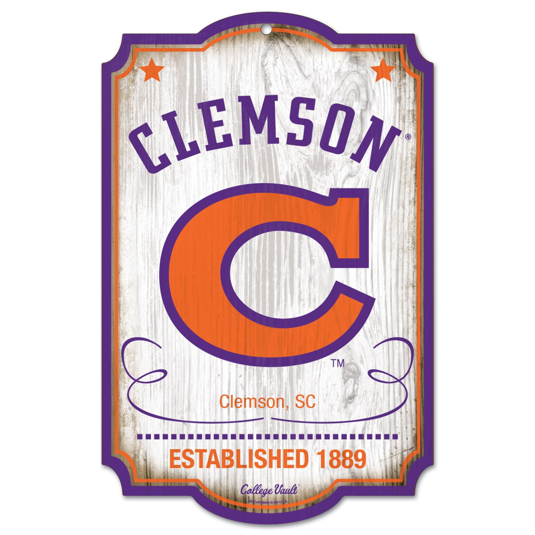 WinCraft Clemson Tigers 11'' x 17'' Team Wood Sign - Walmart.com
